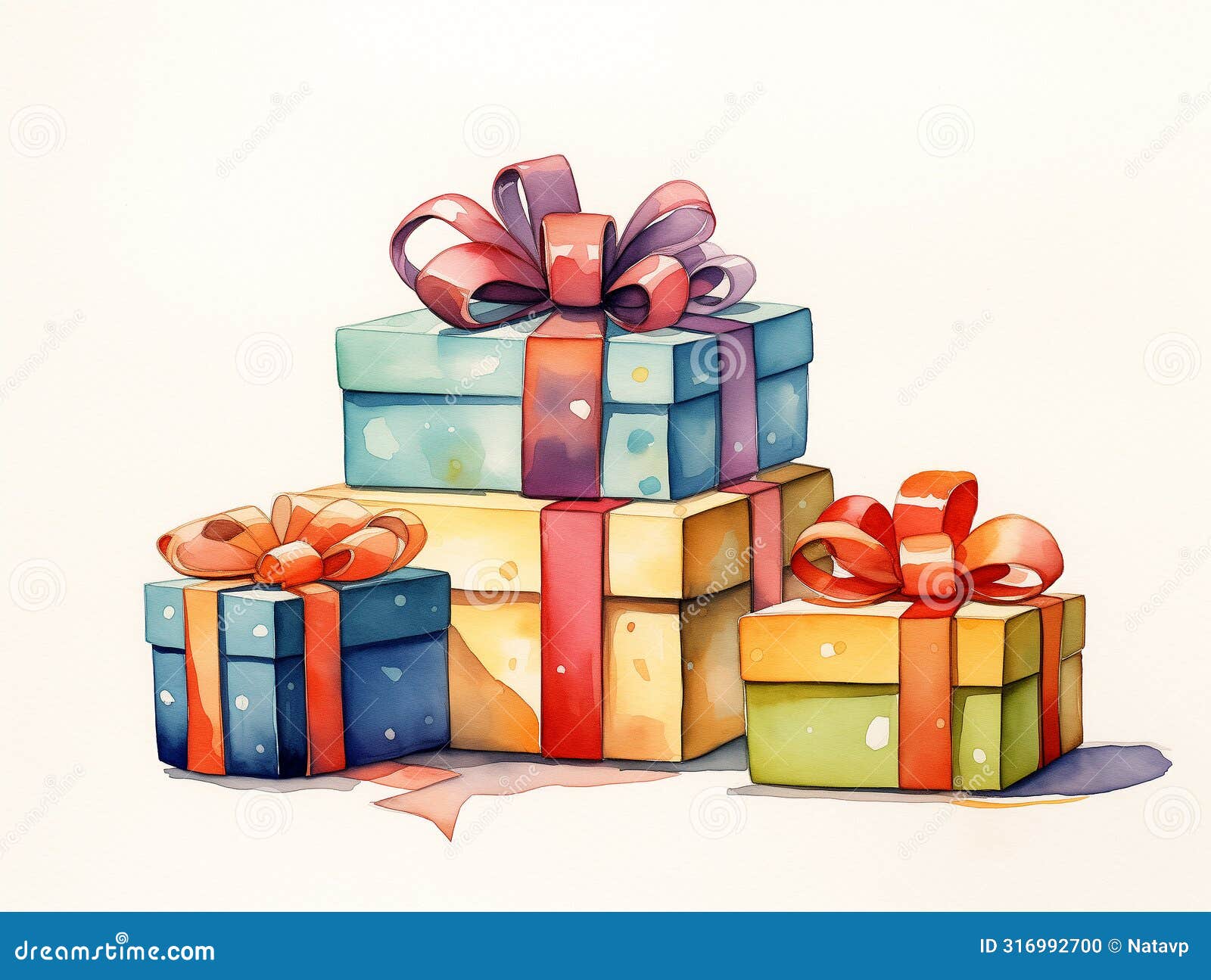 Watercolor Present Illustration on White Background Stock Illustration ...