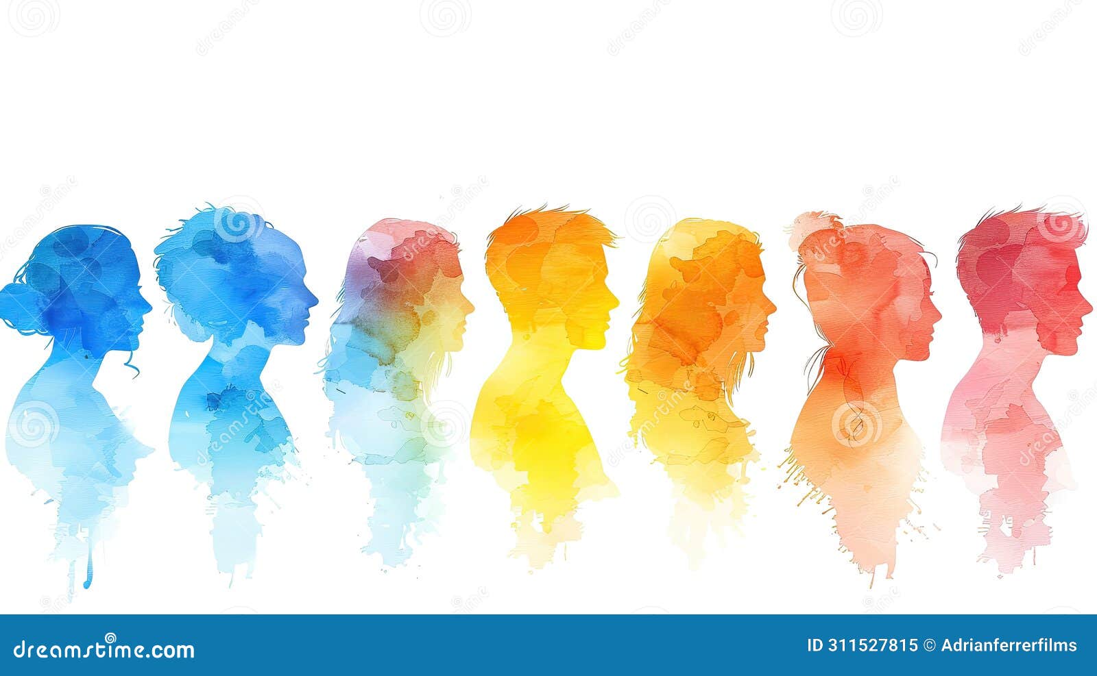 Watercolor Profiles of Individuals with a Transitioning Rainbow ...