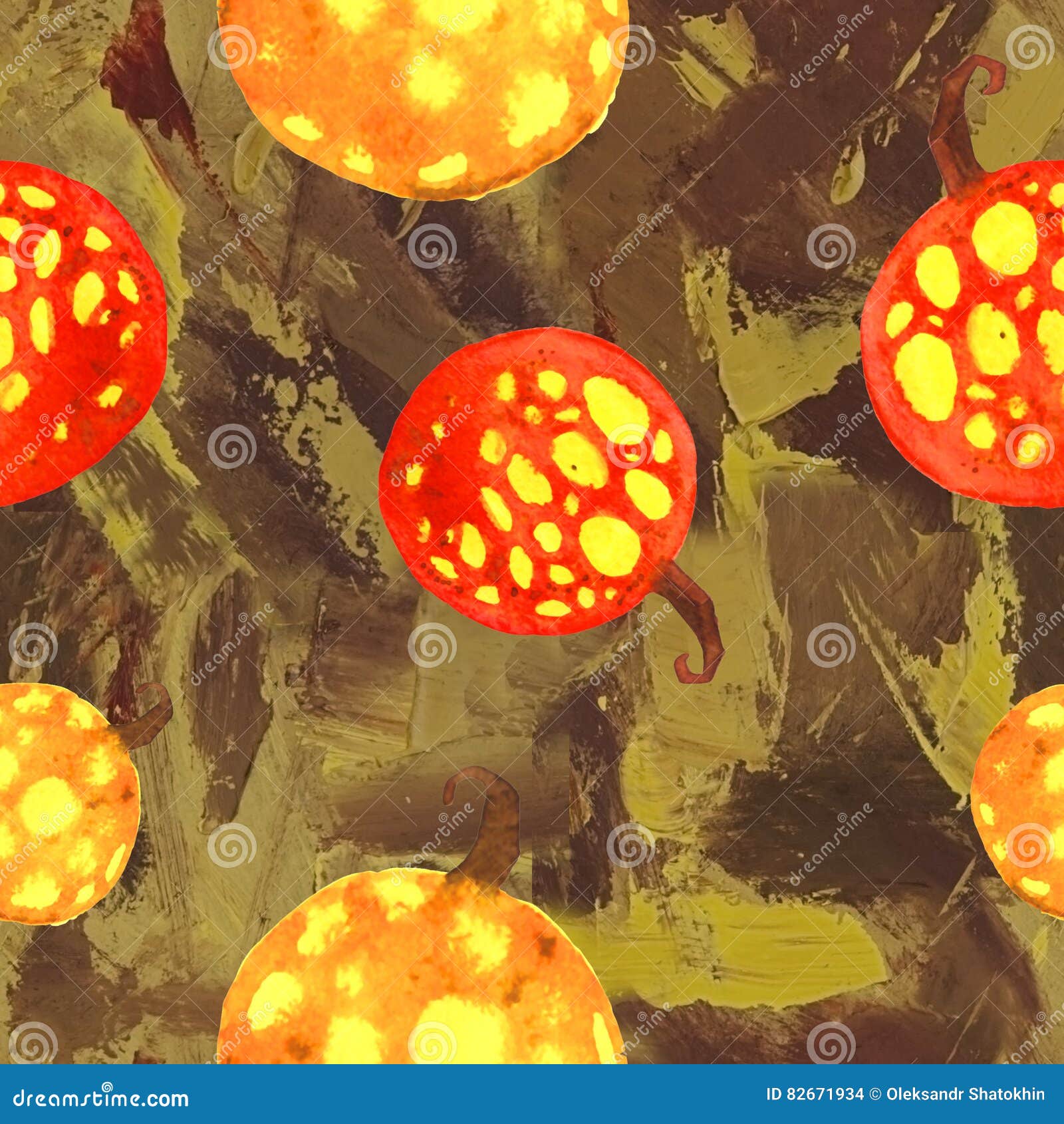 Watercolor Pumpkin Flashlight Pattern Stock Illustration - Illustration ...