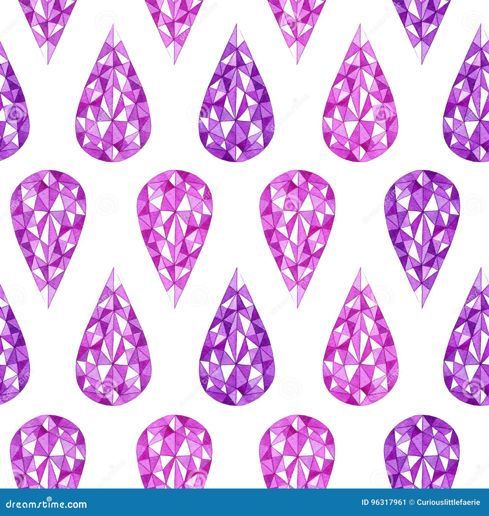 Watercolor Purple Gemstone Pattern Stock Illustration - Illustration of ...