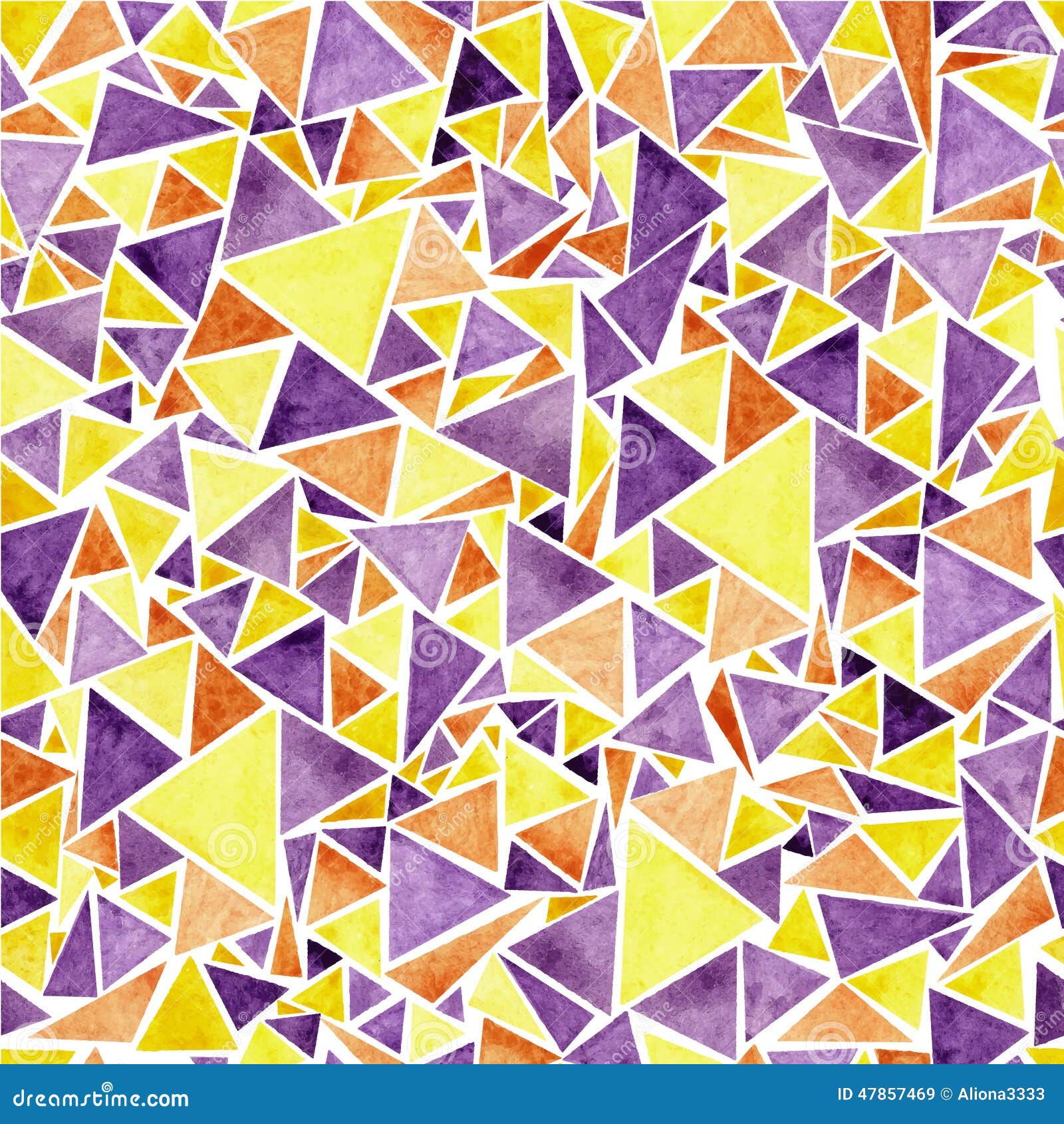 Watercolor Purple and Yellow Triangle Pattern Stock Illustration ...