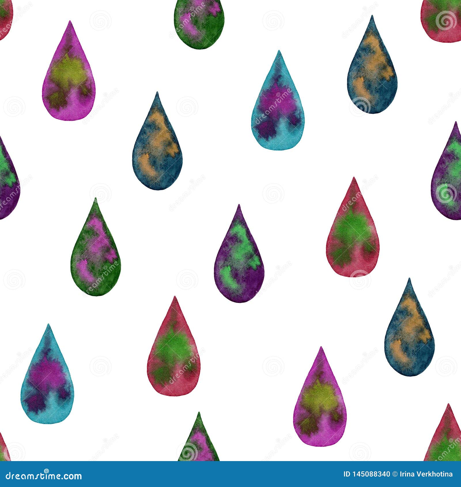 Watercolor Rain Drop Pattern on a White Background Stock Illustration ...