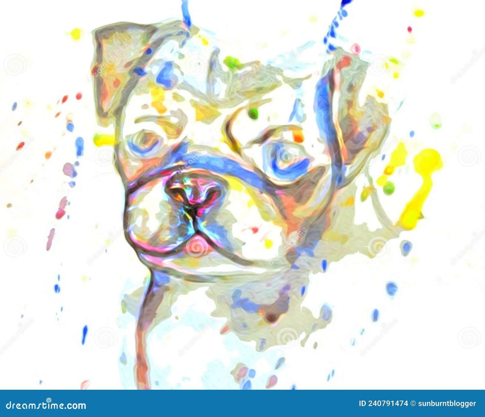 Watercolor Rainbow Abstract Pug Stock Illustration - Illustration of ...