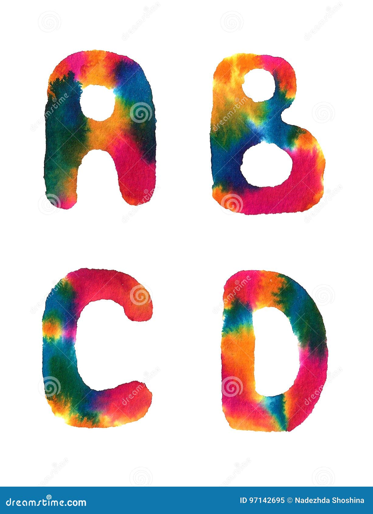 Watercolor rainbow letters stock illustration. Illustration of happy ...
