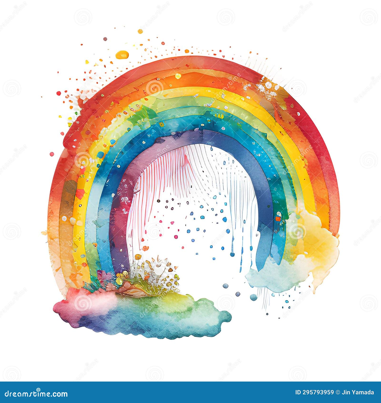 Watercolor Rainbow on a White Background. Hand-drawn Illustration Stock ...