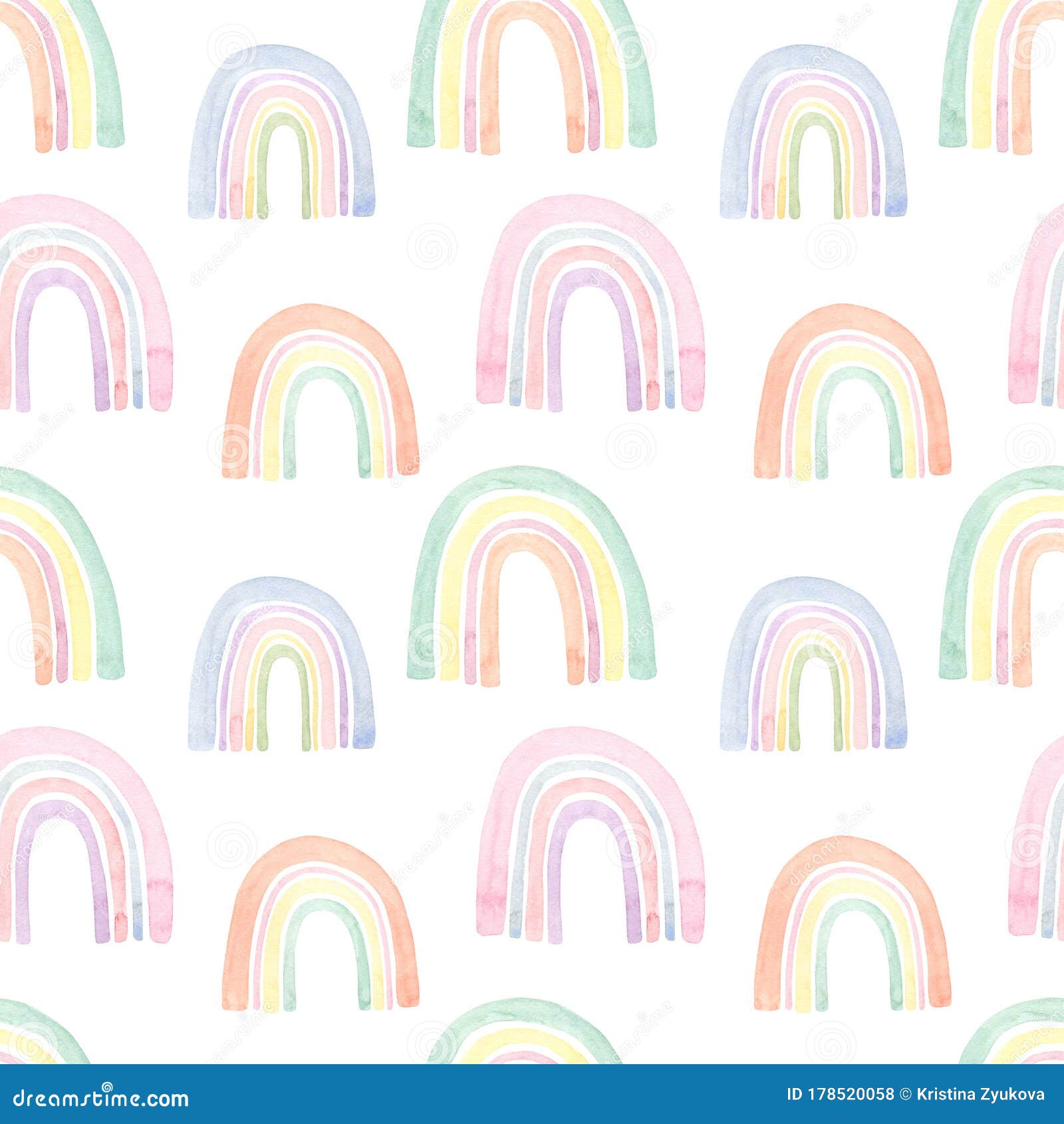 Watercolor Rainbows Pattern Stock Illustration - Illustration of ...