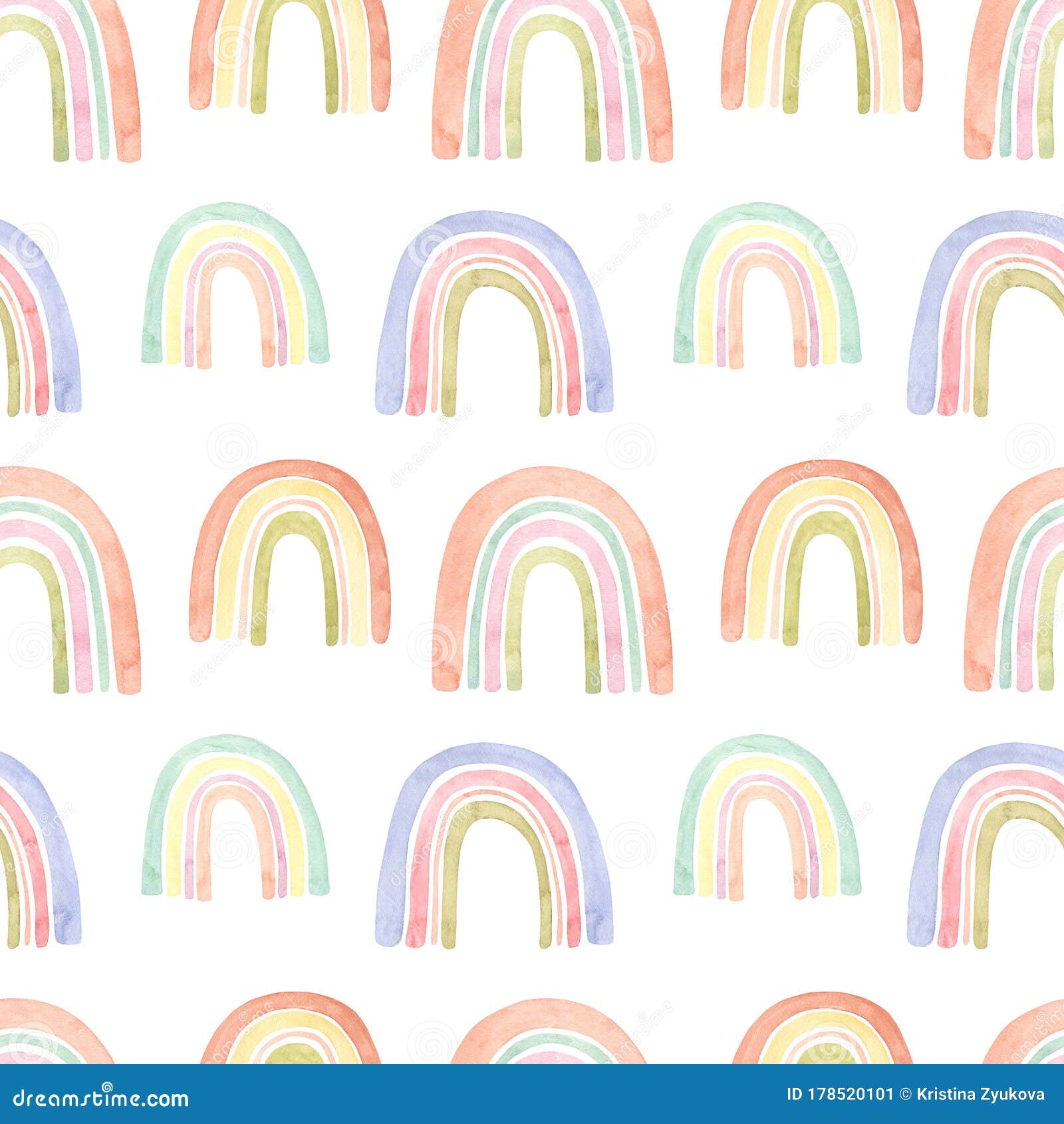 Watercolor Rainbows Pattern Stock Illustration - Illustration of ...