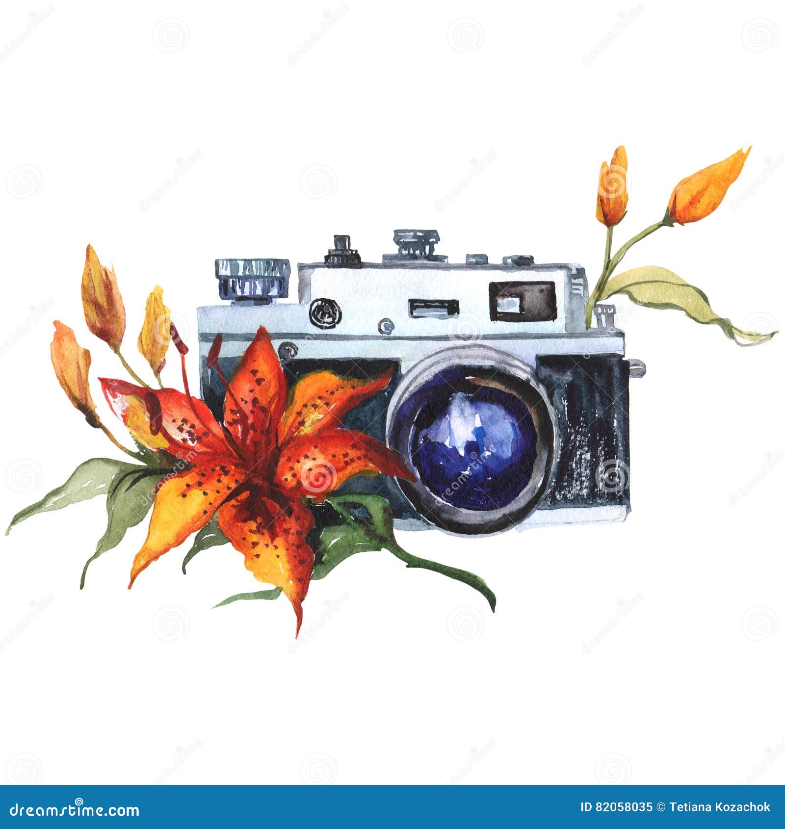 Watercolor Camera Logo Templates With Flowers Stock Photography ...