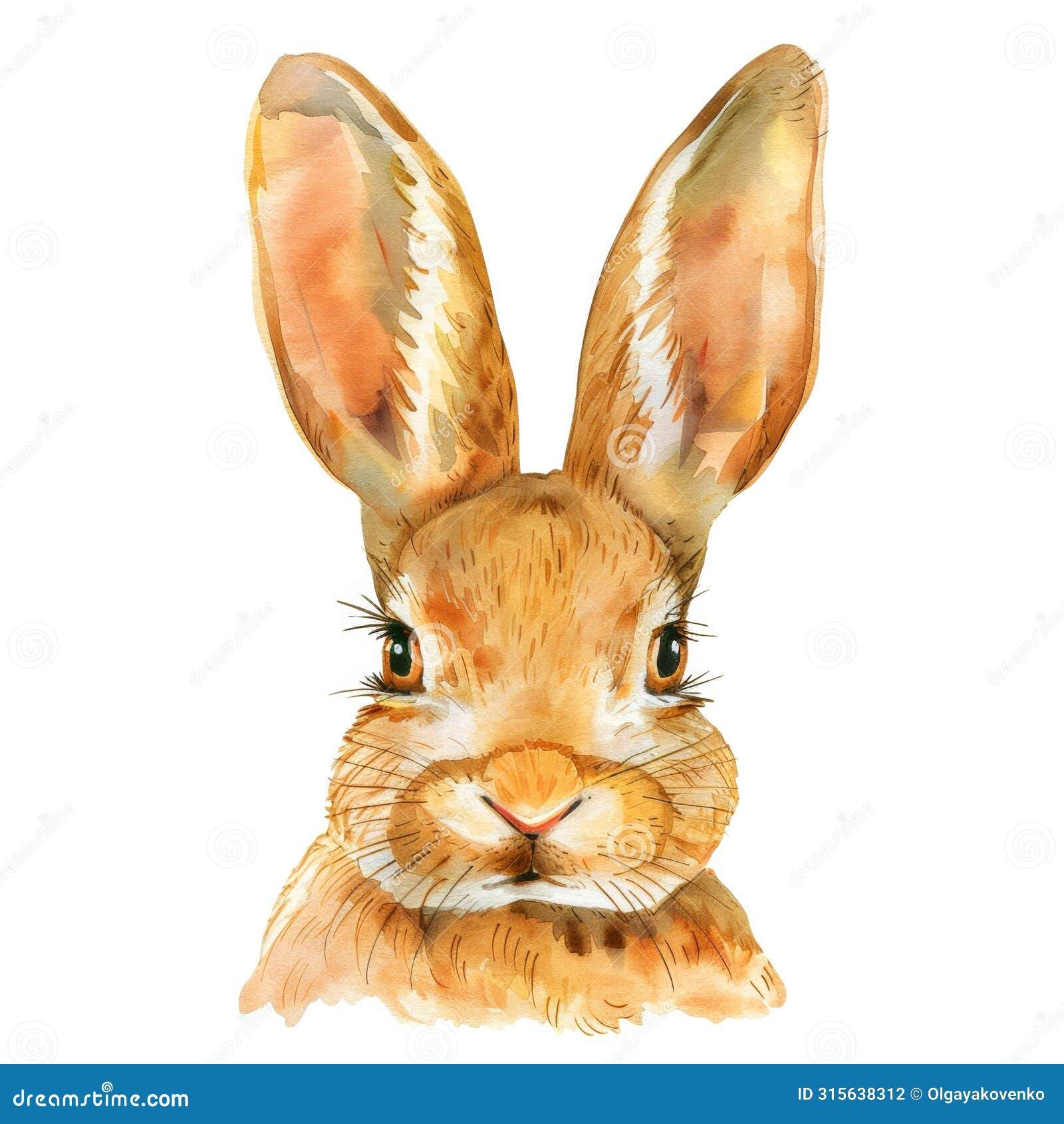 Realistic Rabbit Cartoon Illustration On Beige Background ...