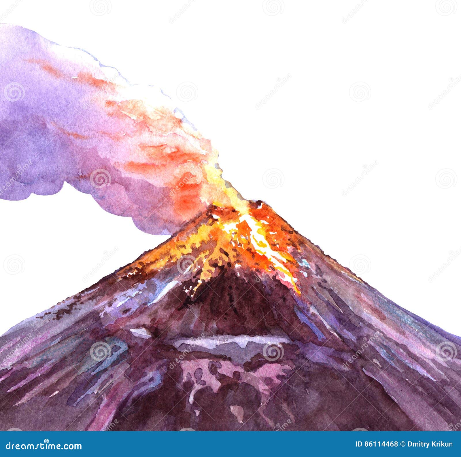 Volcano Isolated On White Background () Cartoon Vector | CartoonDealer ...