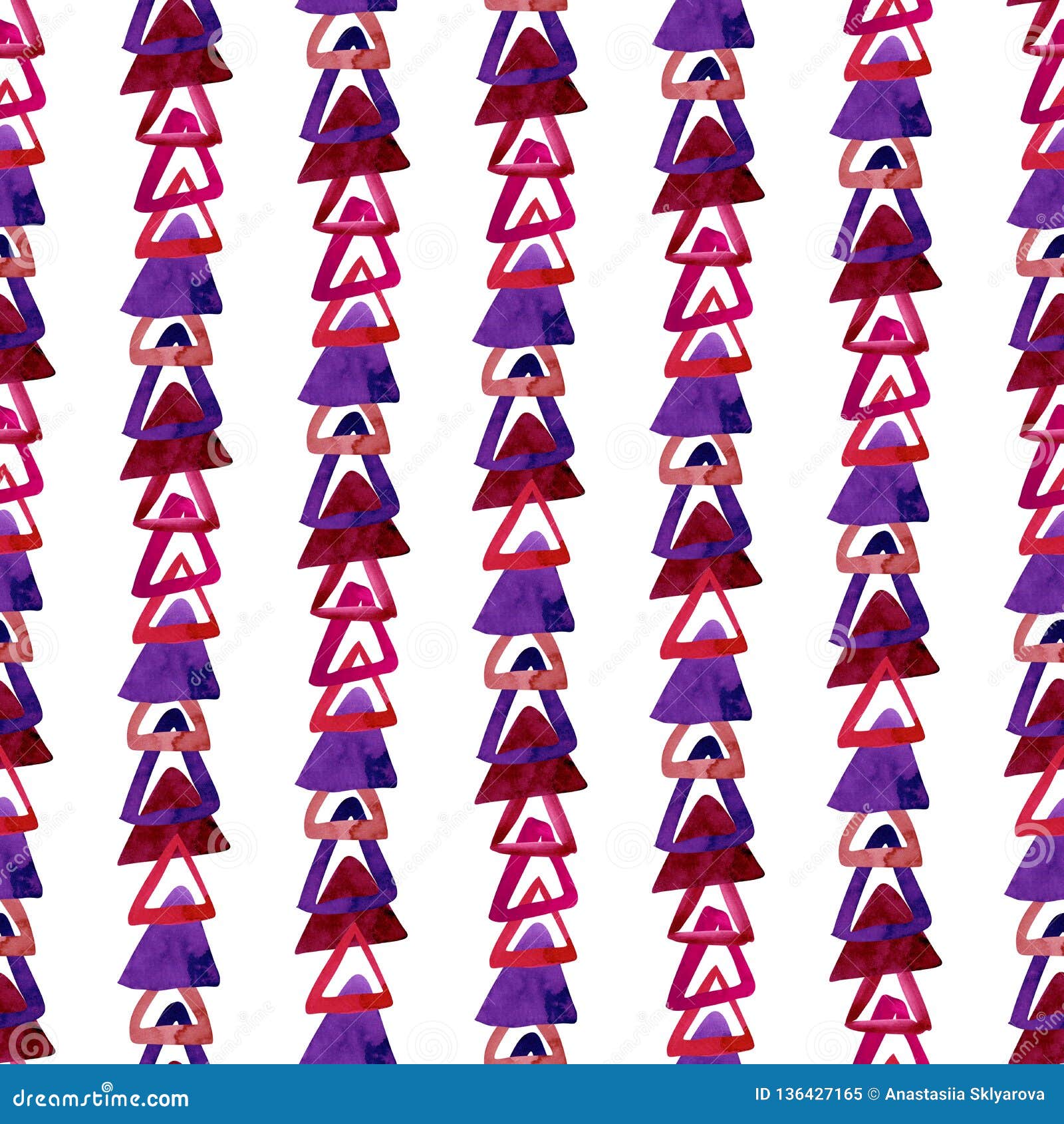 Watercolor Red and Blue Abstract Triangles Seamless Pattern Stock ...