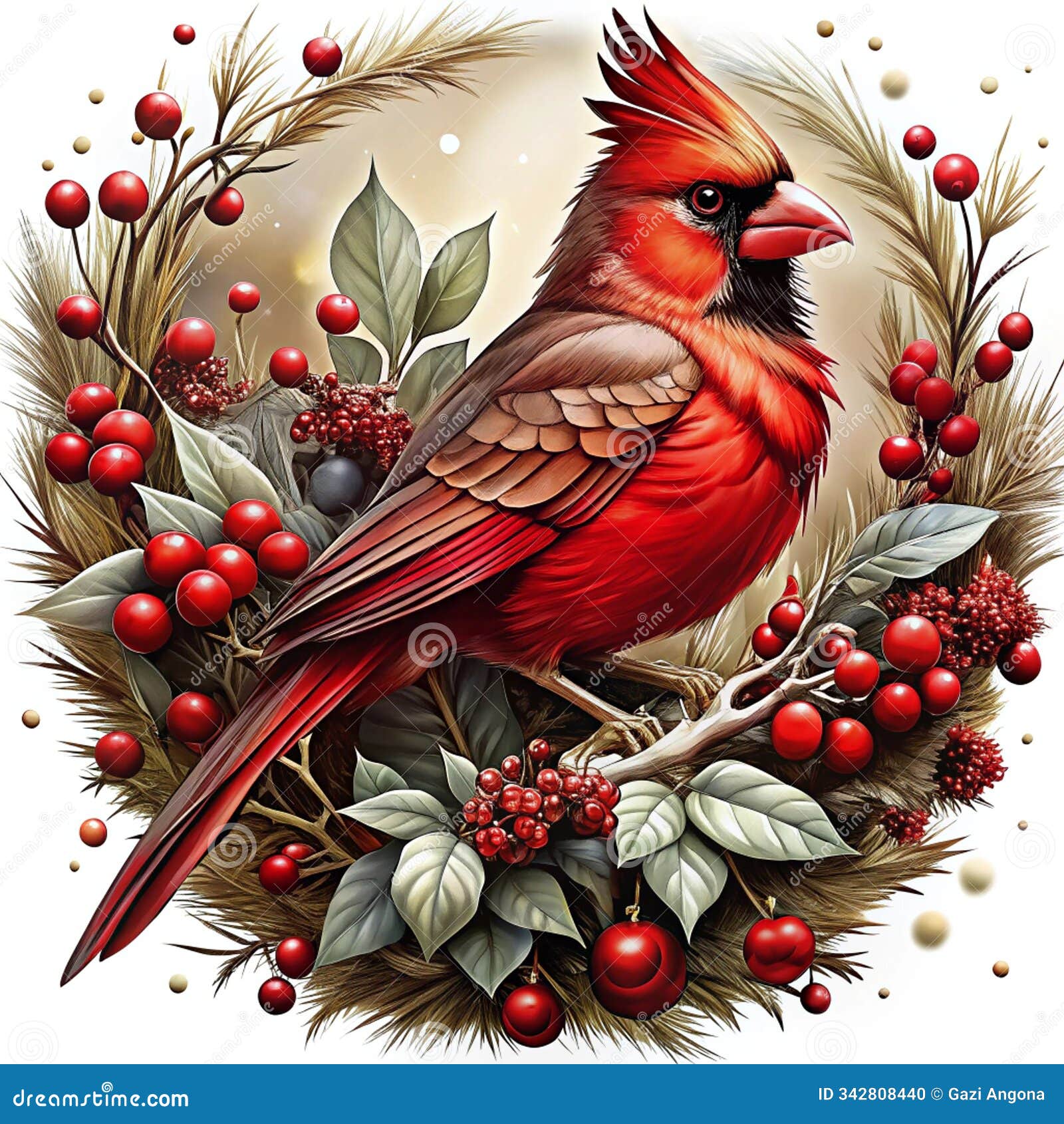 Watercolor Red Cardinal Generative Ai Stock Illustration - Illustration ...