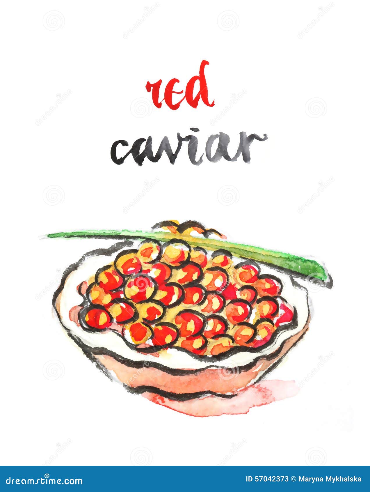 Watercolor red caviar stock vector. Illustration of state - 57042373