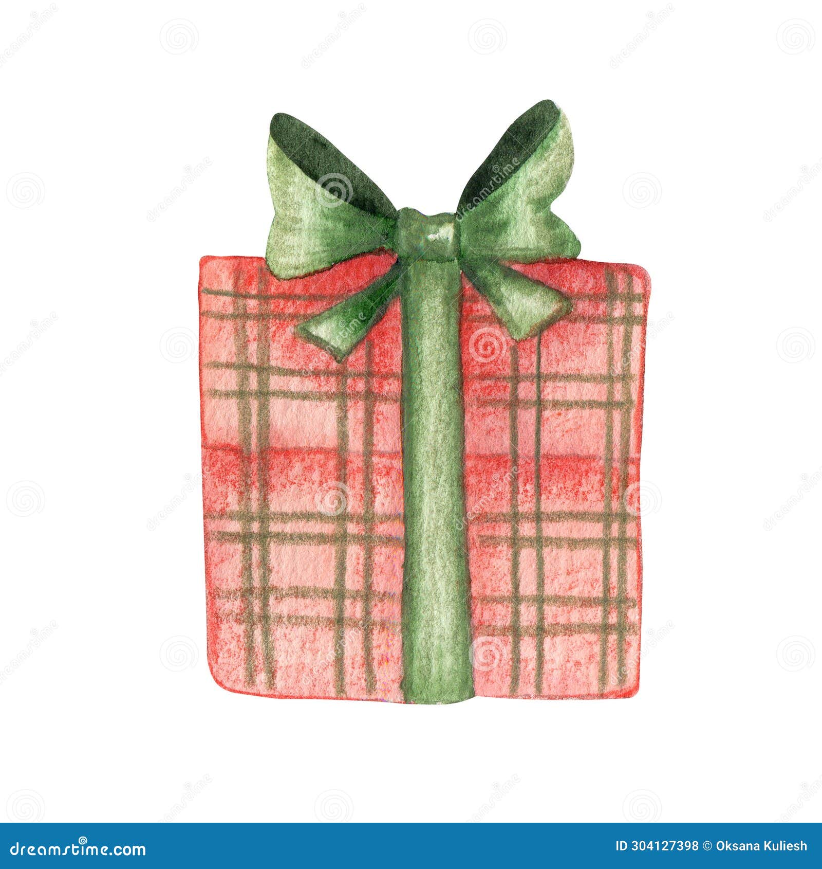 Watercolor Red Checkered Gift Box Stock Illustration - Illustration of ...