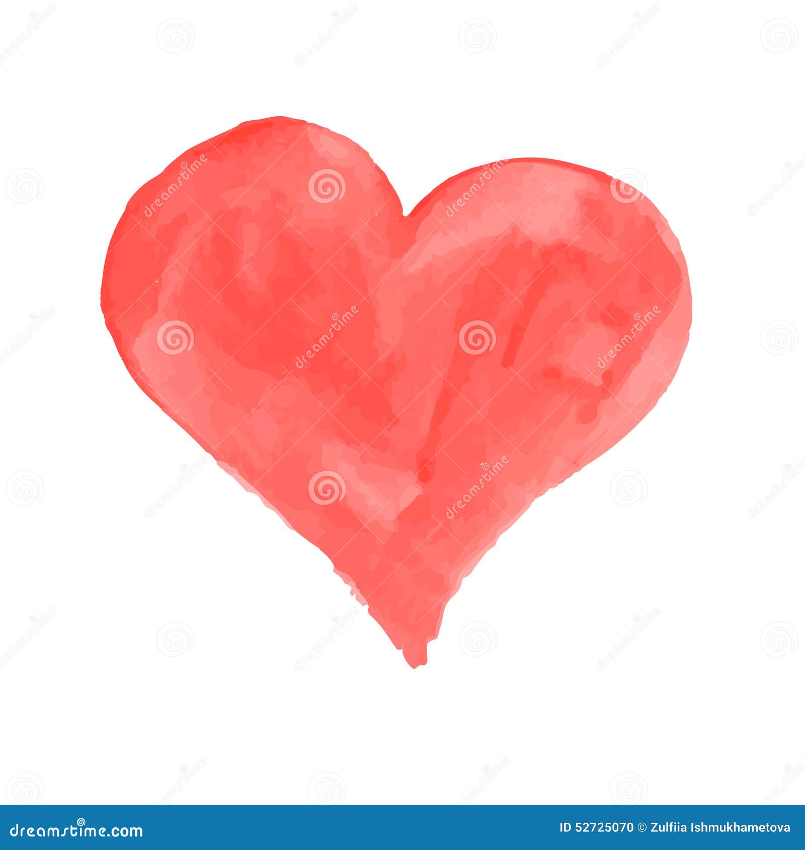 Watercolor red heart stock vector. Illustration of decoration - 52725070