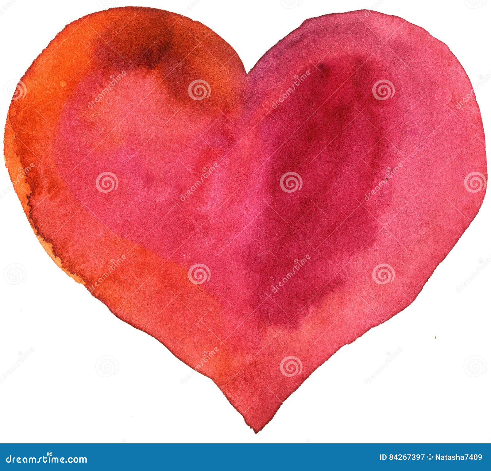 Watercolor red heart stock vector. Illustration of brush - 84267397