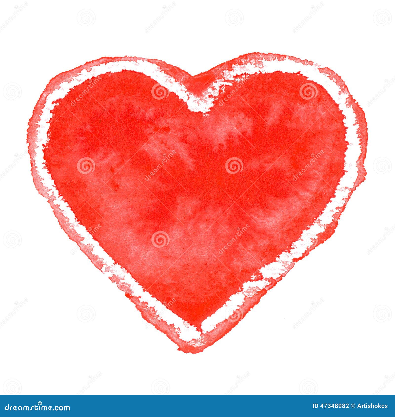 Watercolor red heart stock vector. Illustration of handmade - 47348982