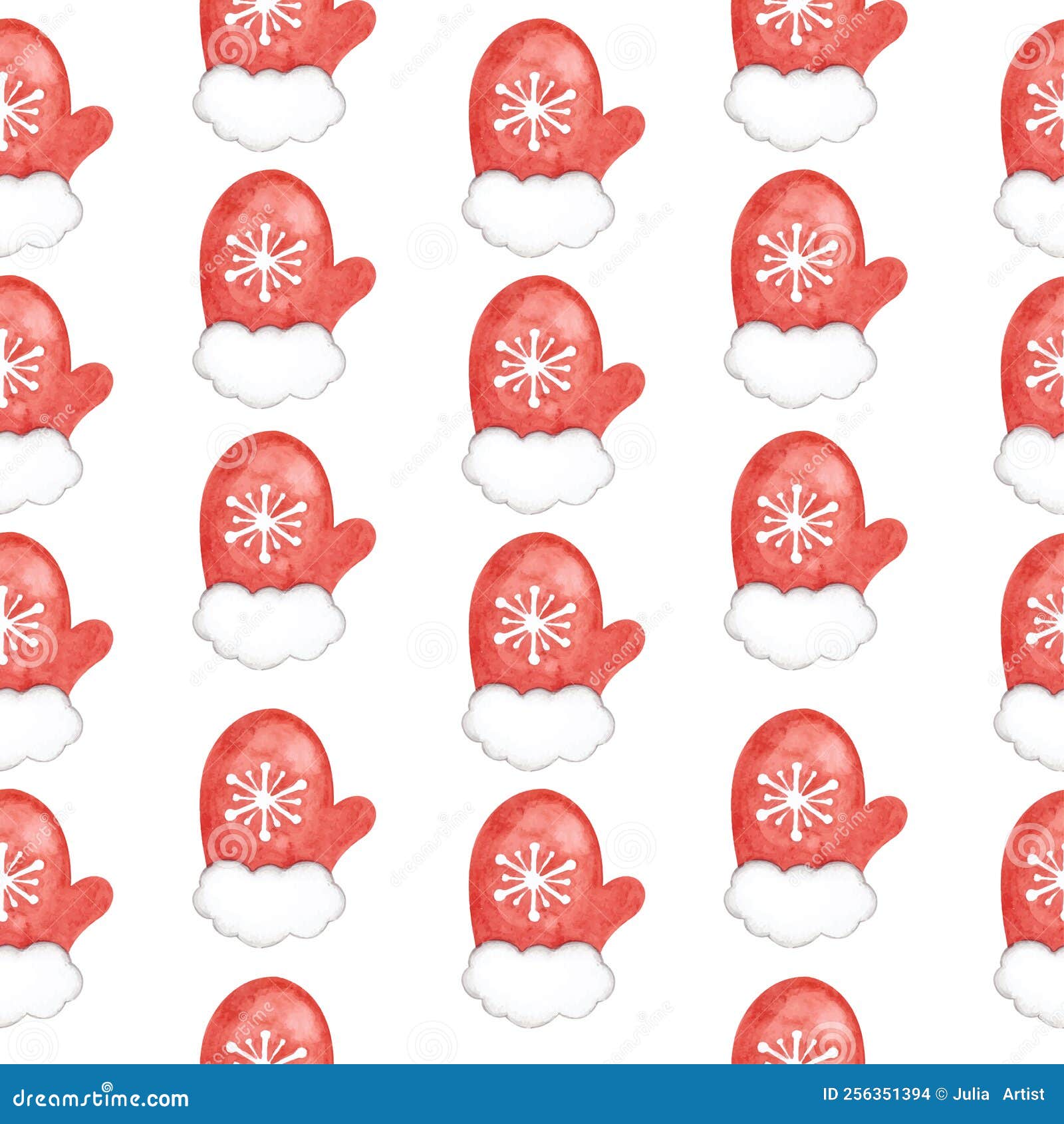 Watercolor Red Mittens Seamless Pattern Stock Vector - Illustration of ...