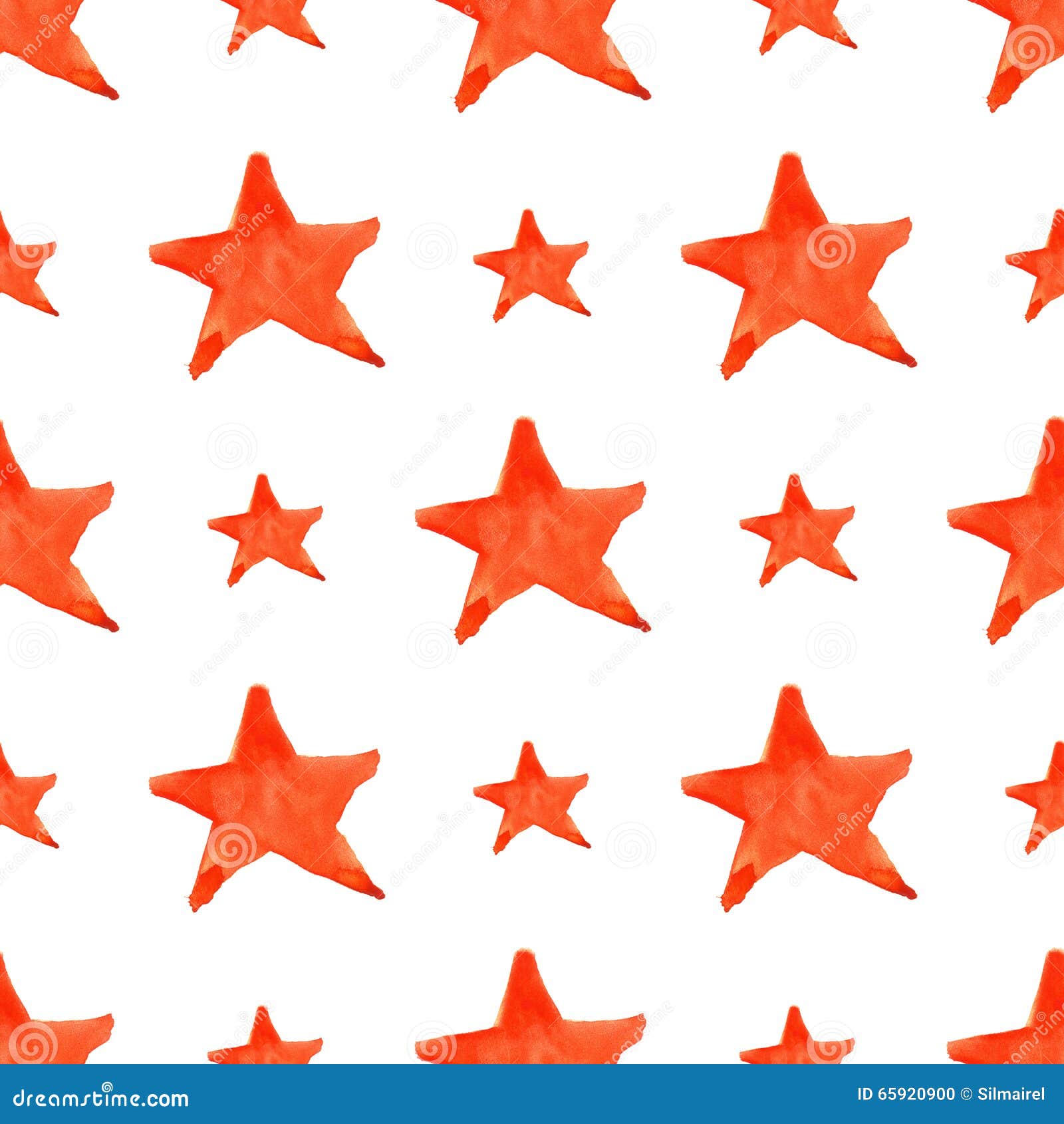 Watercolor Red Orange Five Pointed Star Symbol Seamless Pattern Background Stock Illustration ...