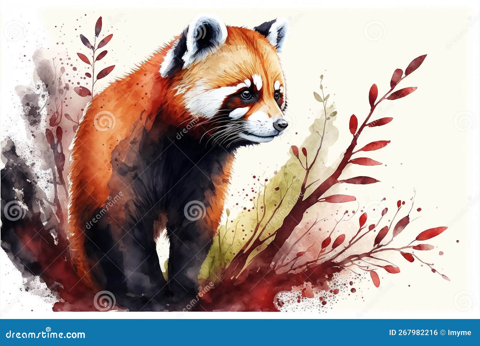 WaterColor Red Panda Paint. Generative AI Stock Illustration ...