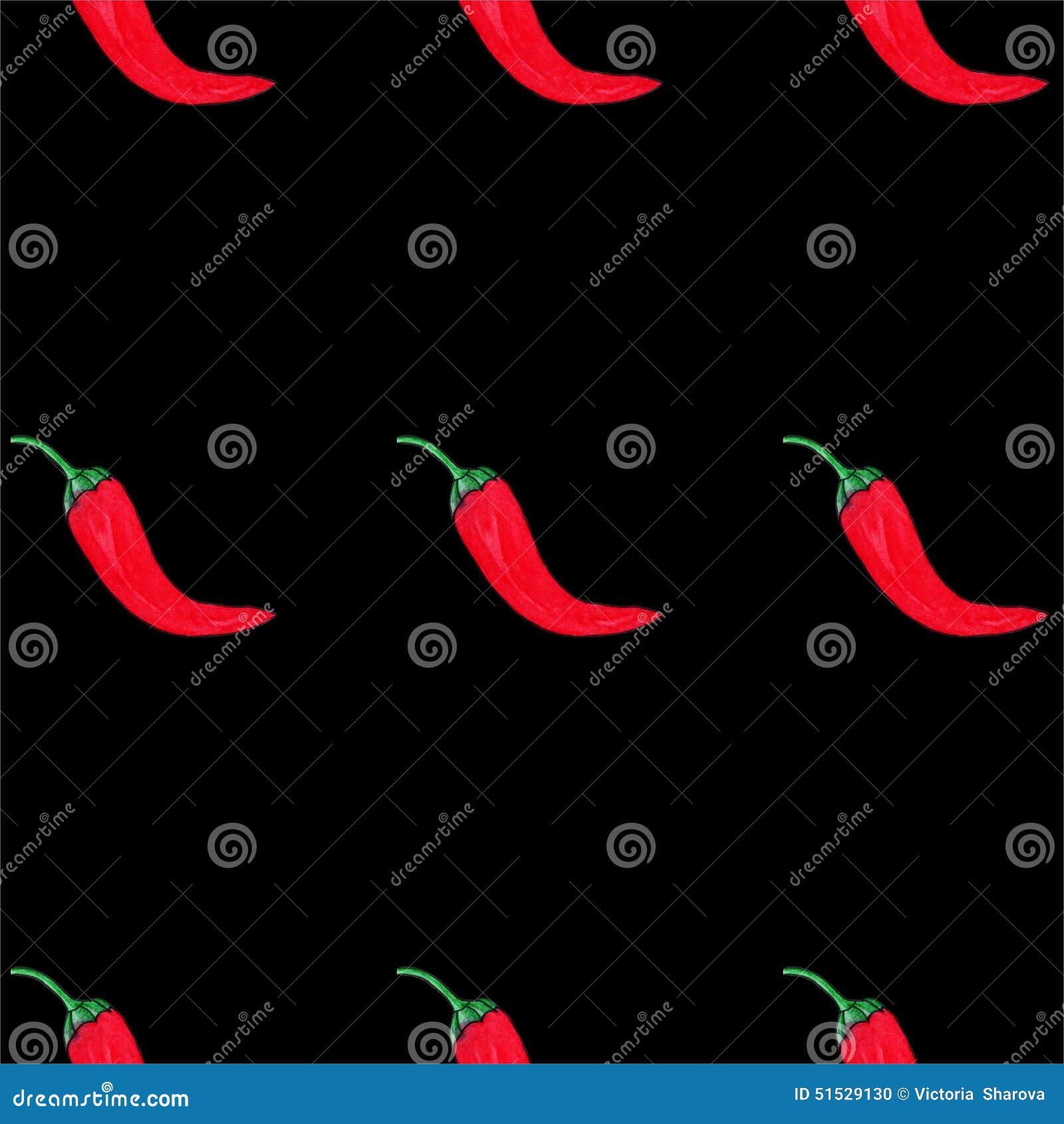 Watercolor Red Pepper Seamless Pattern Stock Vector - Illustration of ...
