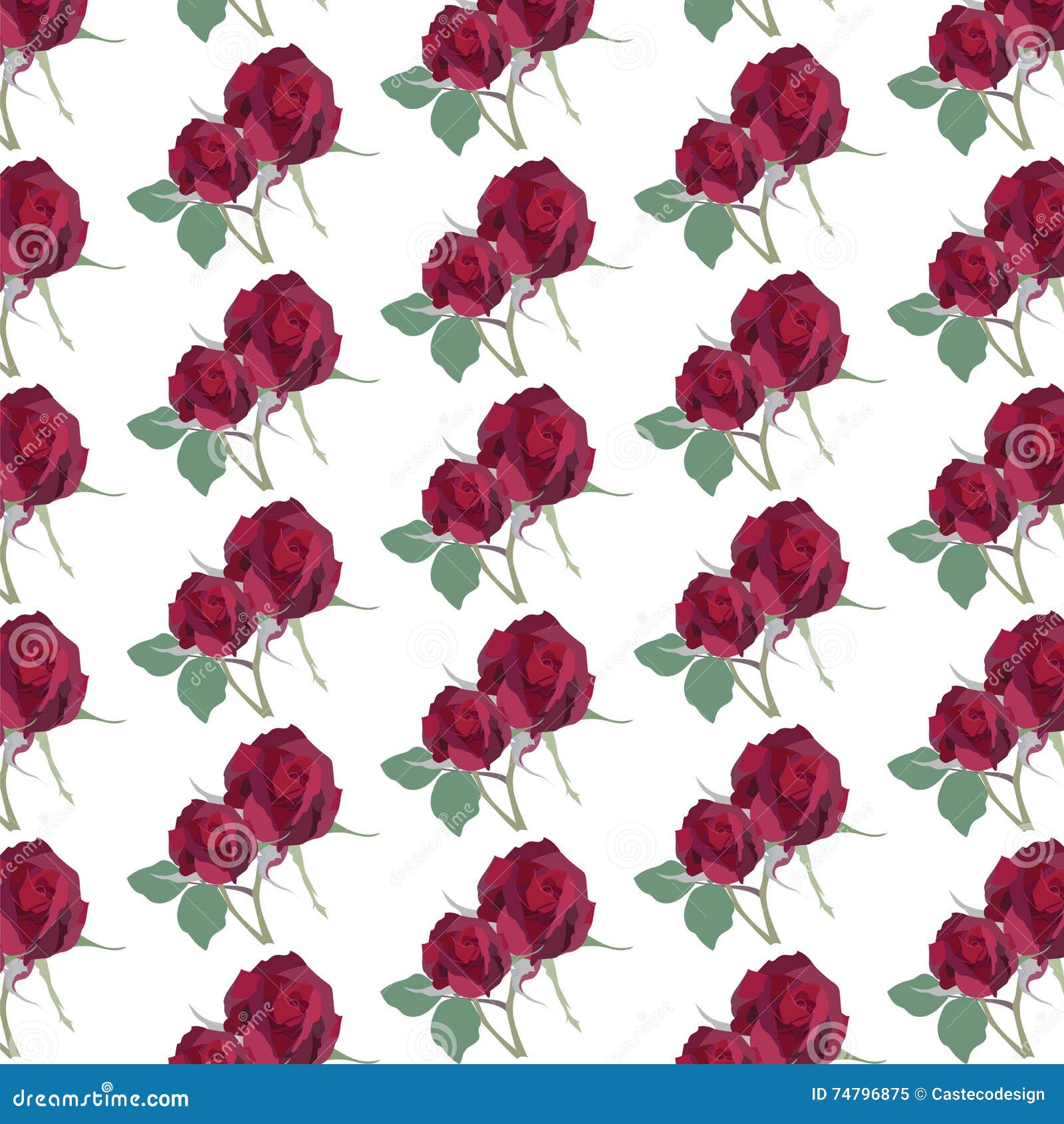 Watercolor Red Rose Pattern Stock Vector - Illustration of beauty ...