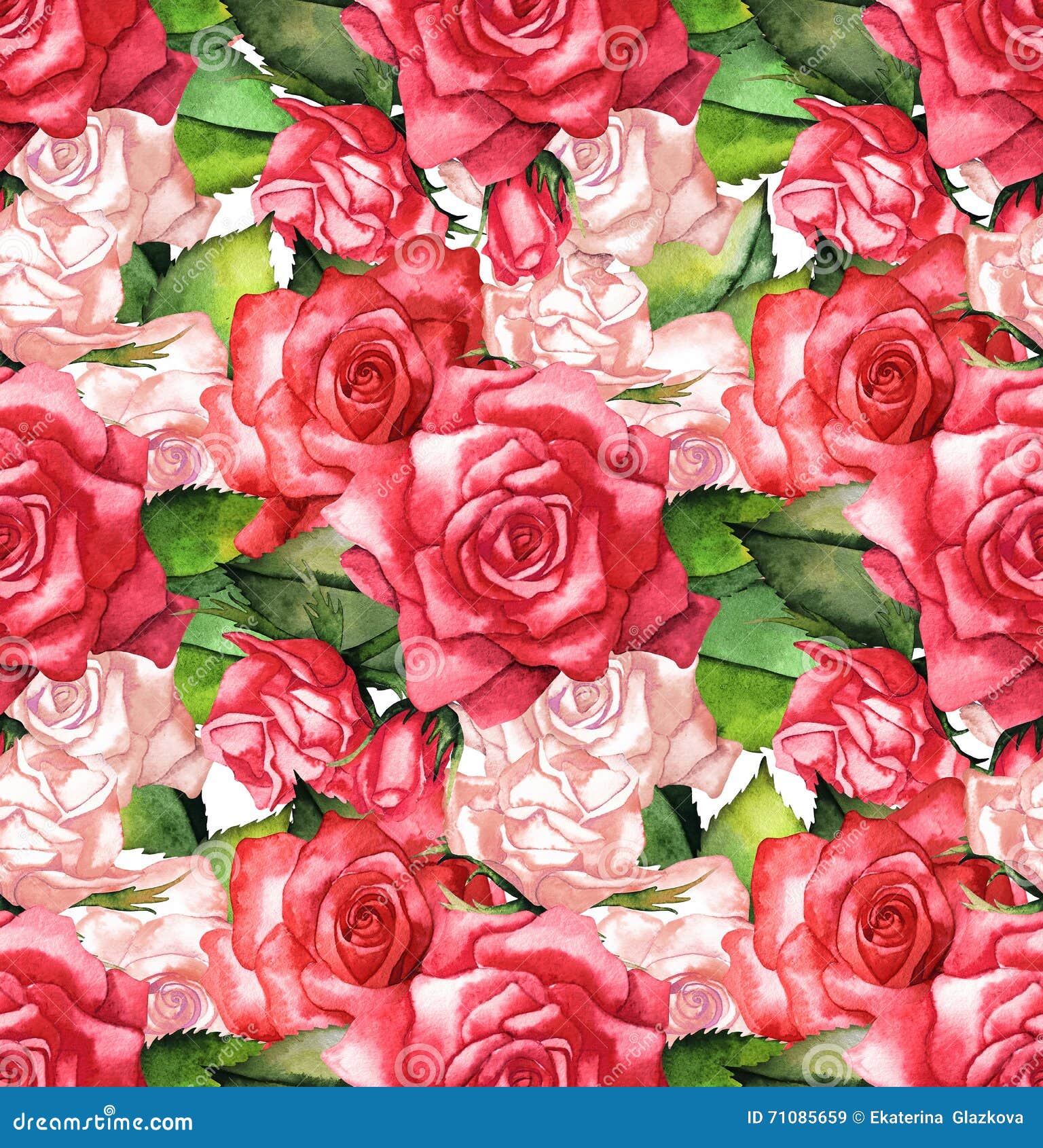 Watercolor Red Roses Pattern Stock Illustration - Illustration of ...