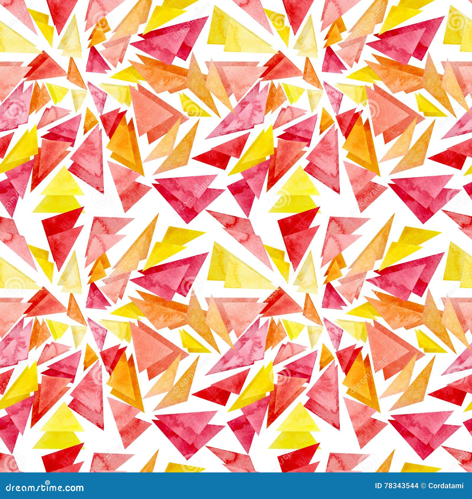 Watercolor Red and Yellow Triangles Seamless Pattern Stock Illustration ...