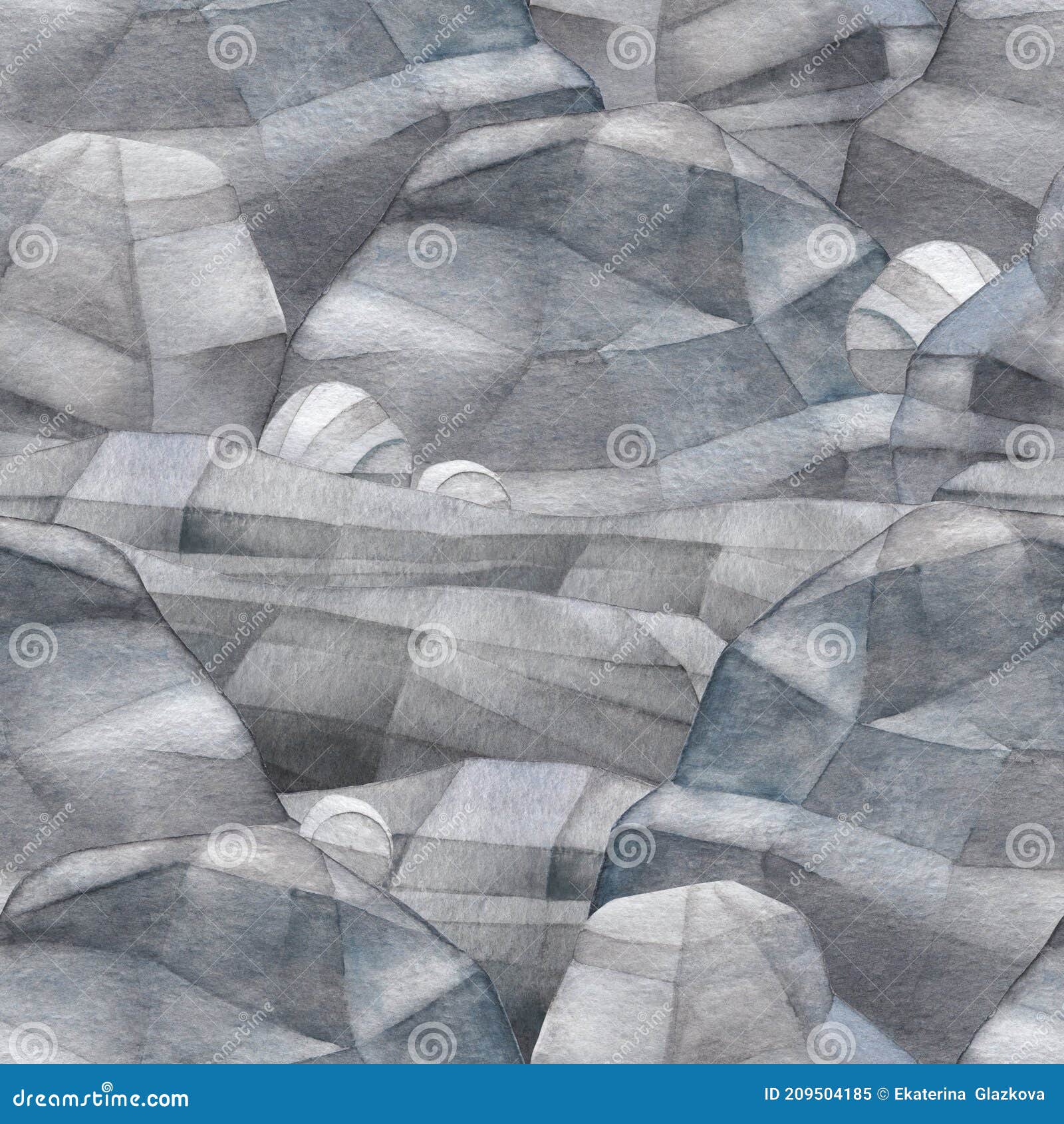 Watercolor Repeated Seamless Pattern of Faced Stones. Stock Image ...