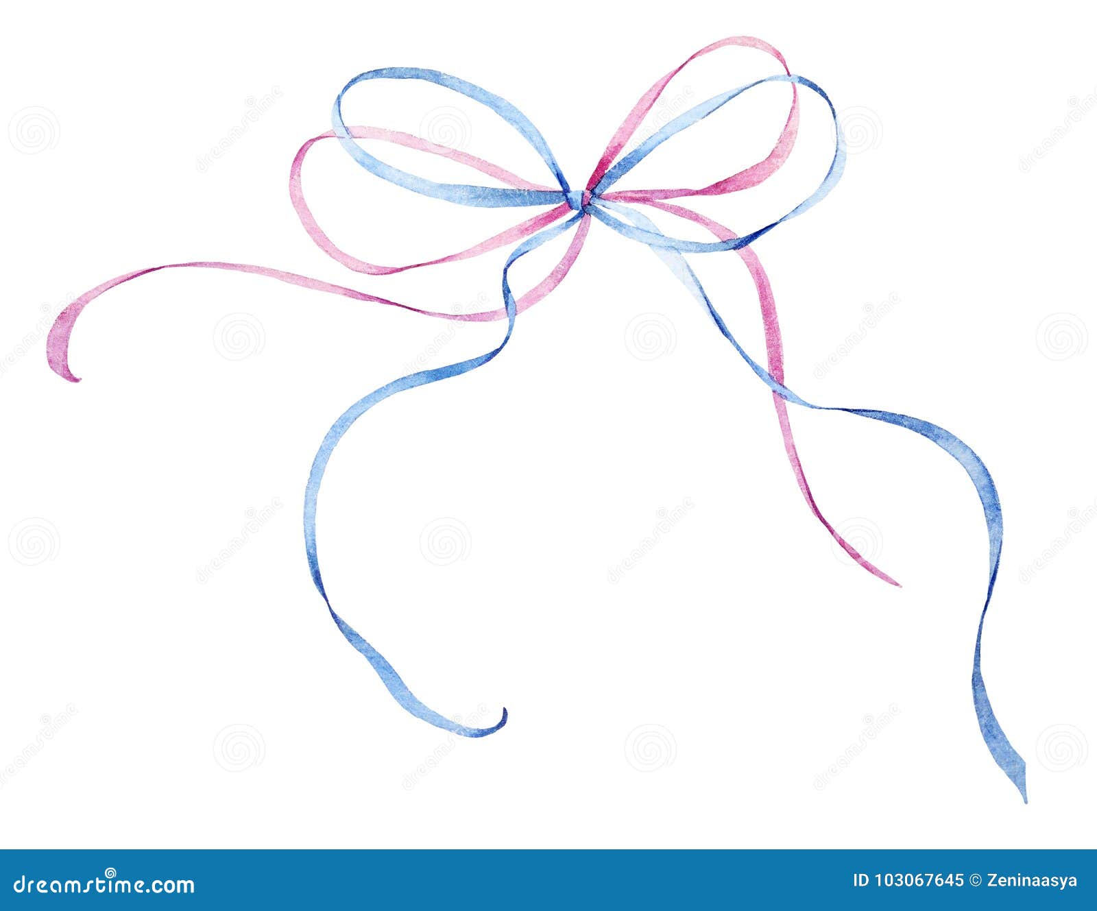 Watercolor ribbon bow stock illustration. Illustration of abstract ...