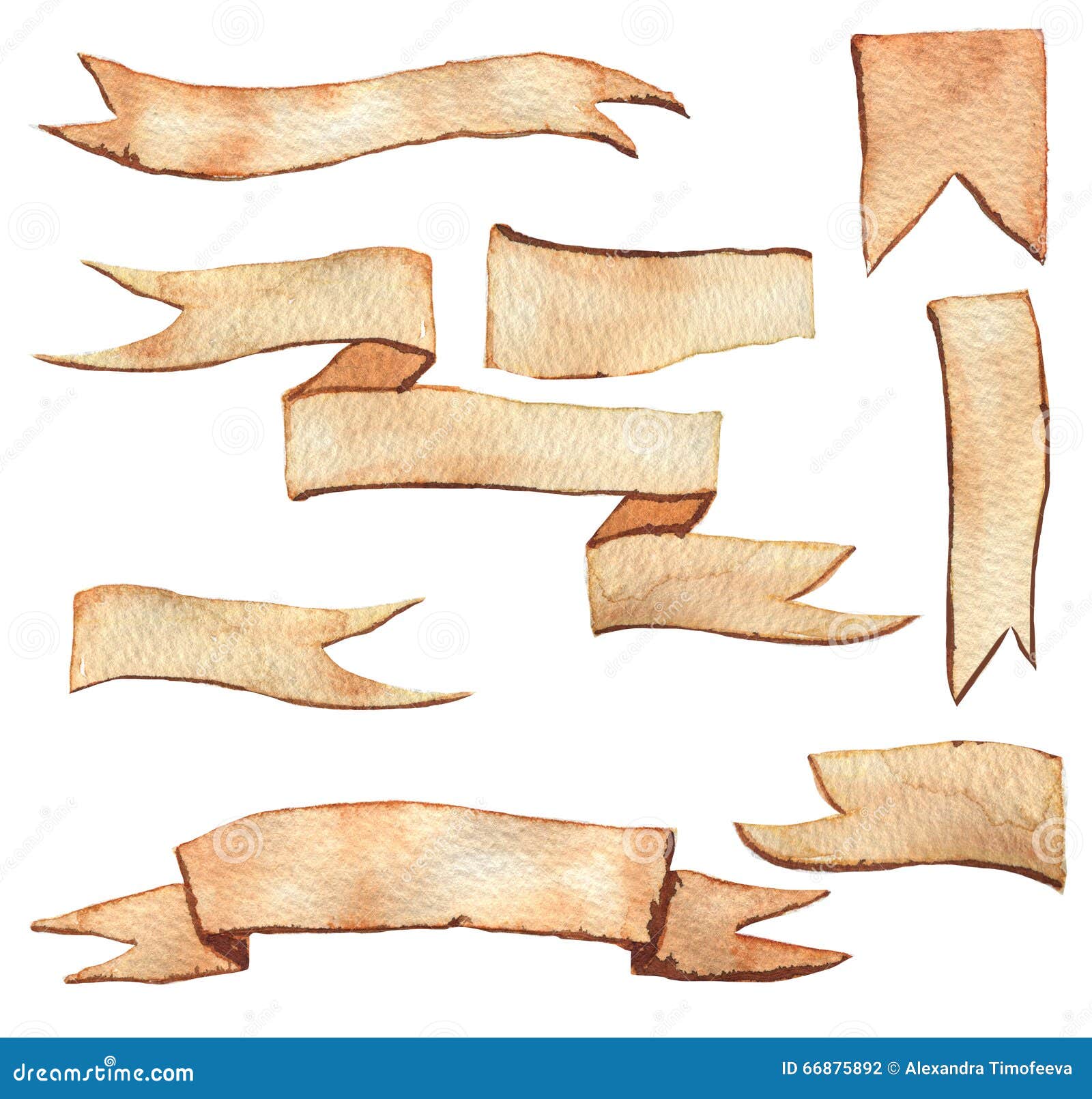 Watercolor ribbons set stock illustration. Illustration of ribbon ...