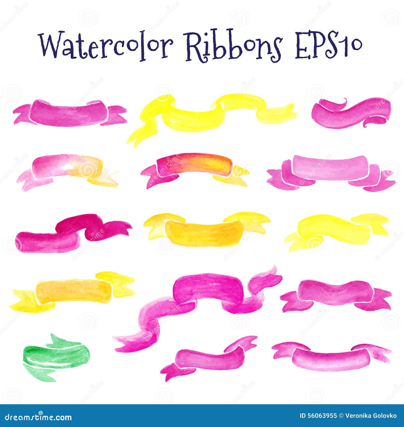 Watercolor ribbons set. stock vector. Illustration of natural - 56063955