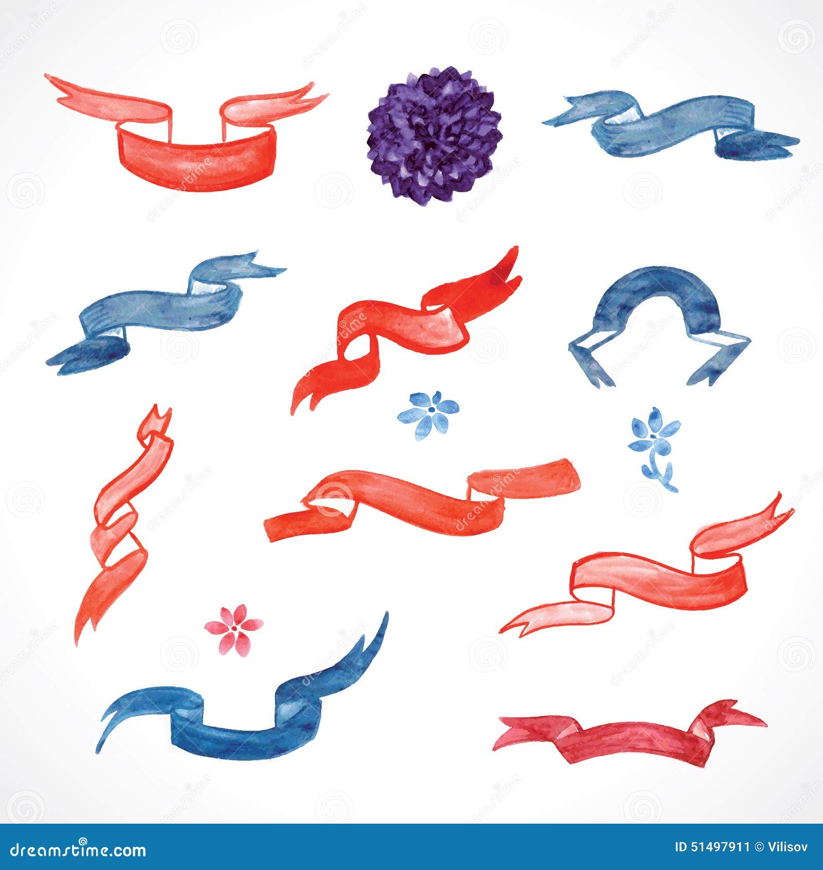 Watercolor ribbons stock vector. Illustration of clipart - 51497911