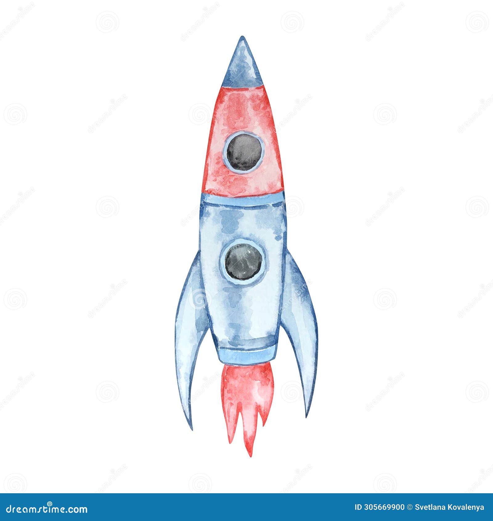 Watercolor Rocket, Spaceship, Space Stock Photo - Image of ship, moon ...