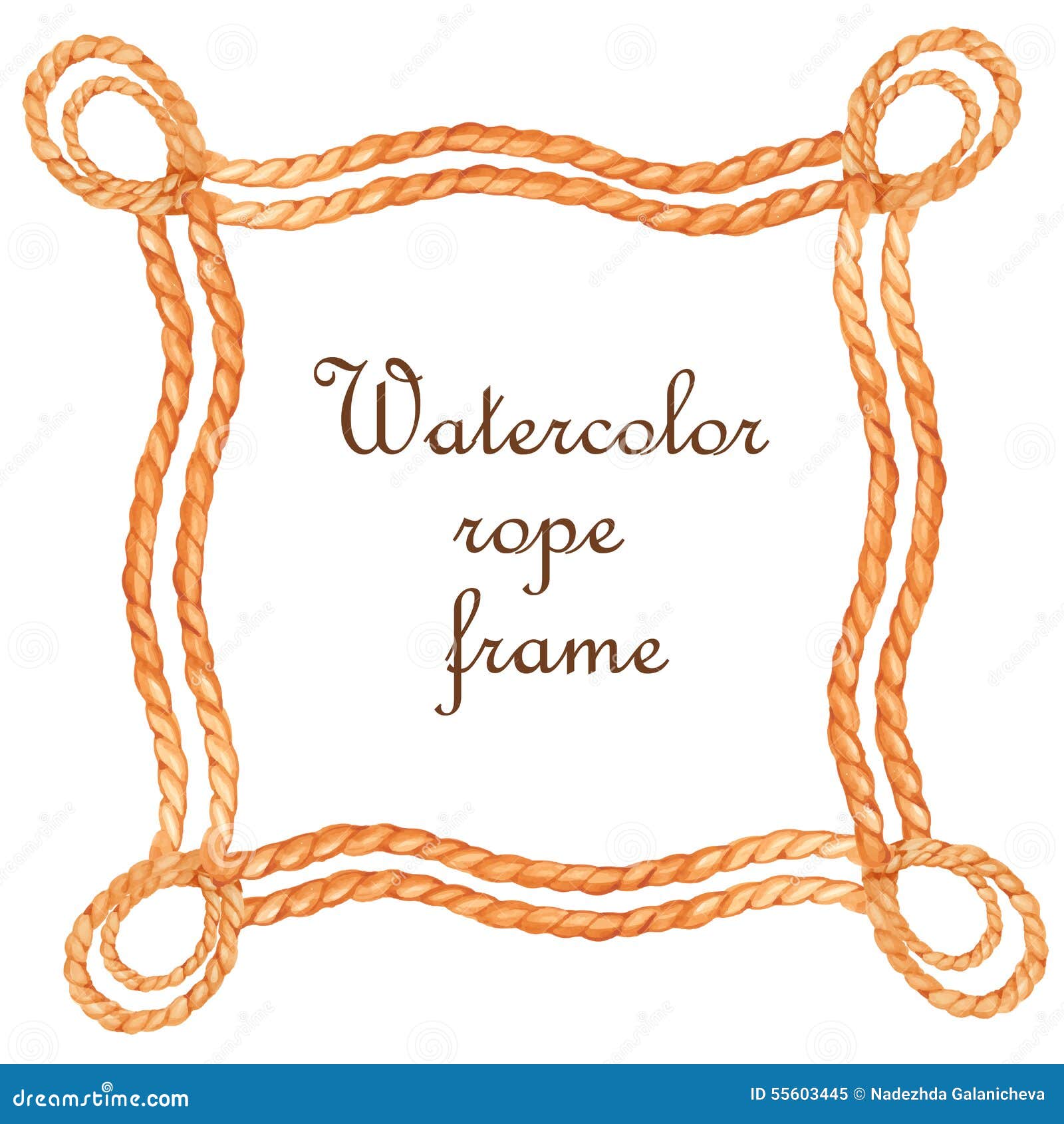 Watercolor rope frame stock vector. Illustration of marine - 55603445