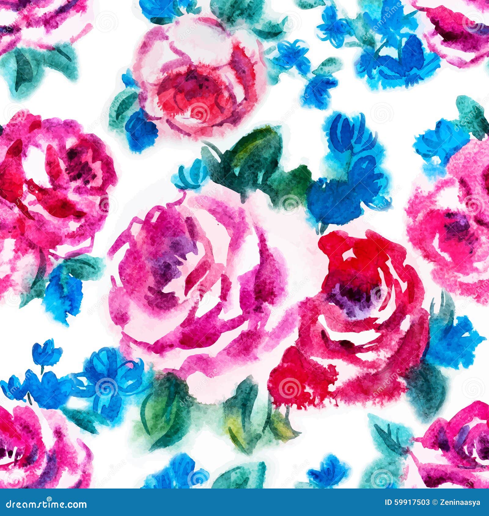 Watercolor rose pattern stock vector. Illustration of pink - 59917503