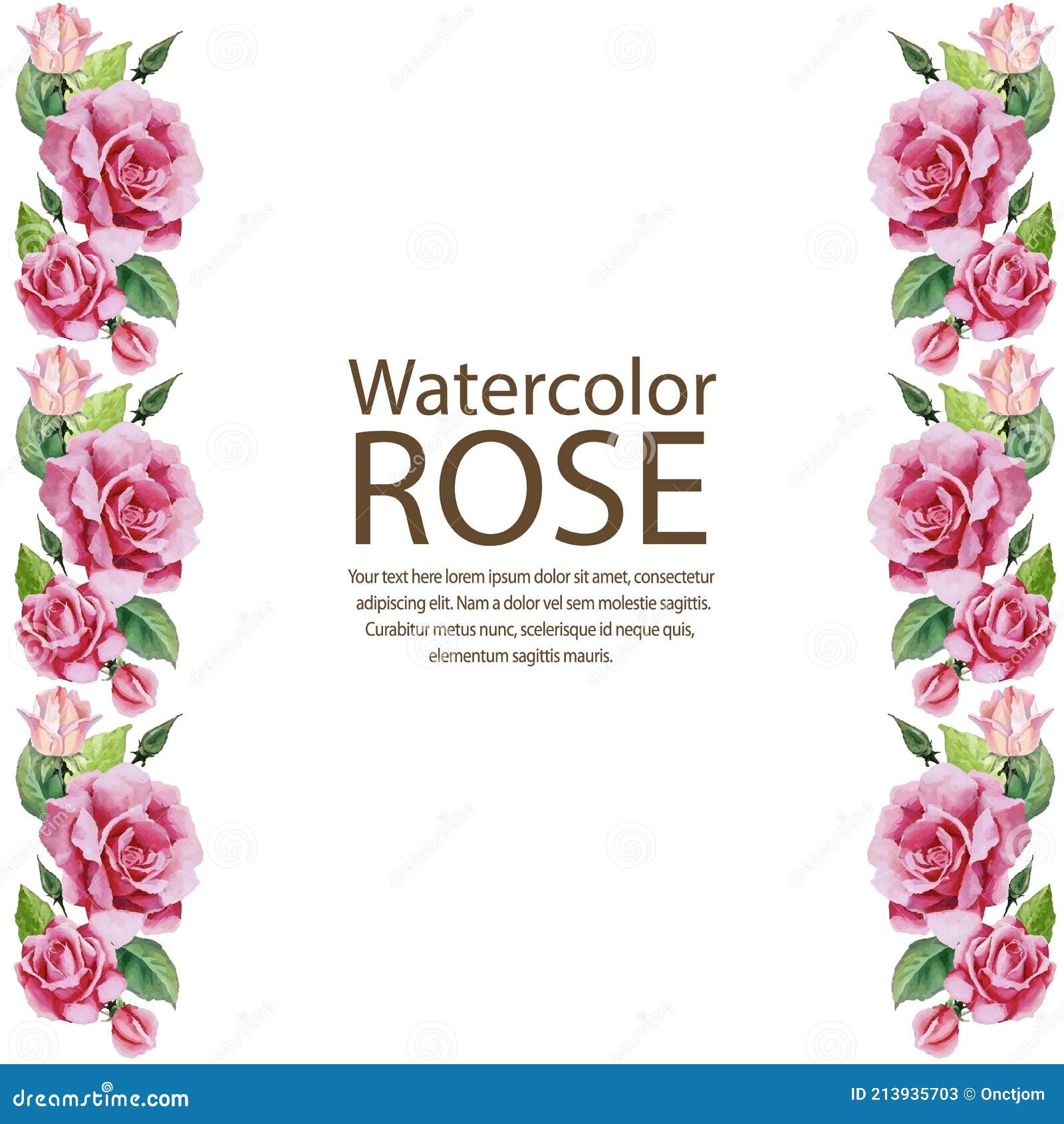 Watercolor Rose Vertical Border Frame Stock Vector - Illustration of ...