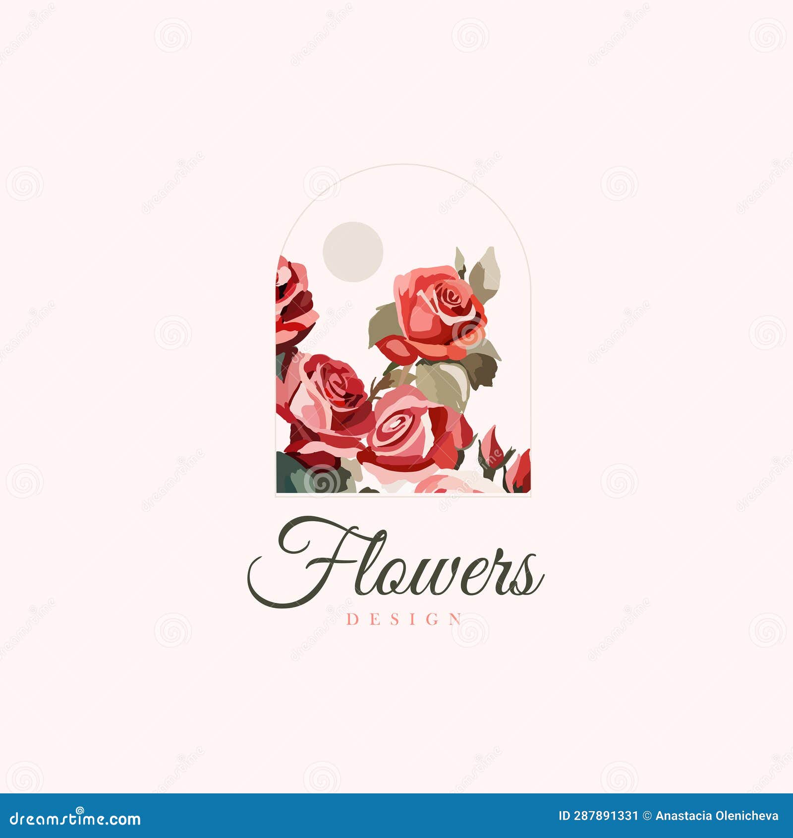 Logo with Delicate and Gently Pink Roses Stock Vector - Illustration of ...
