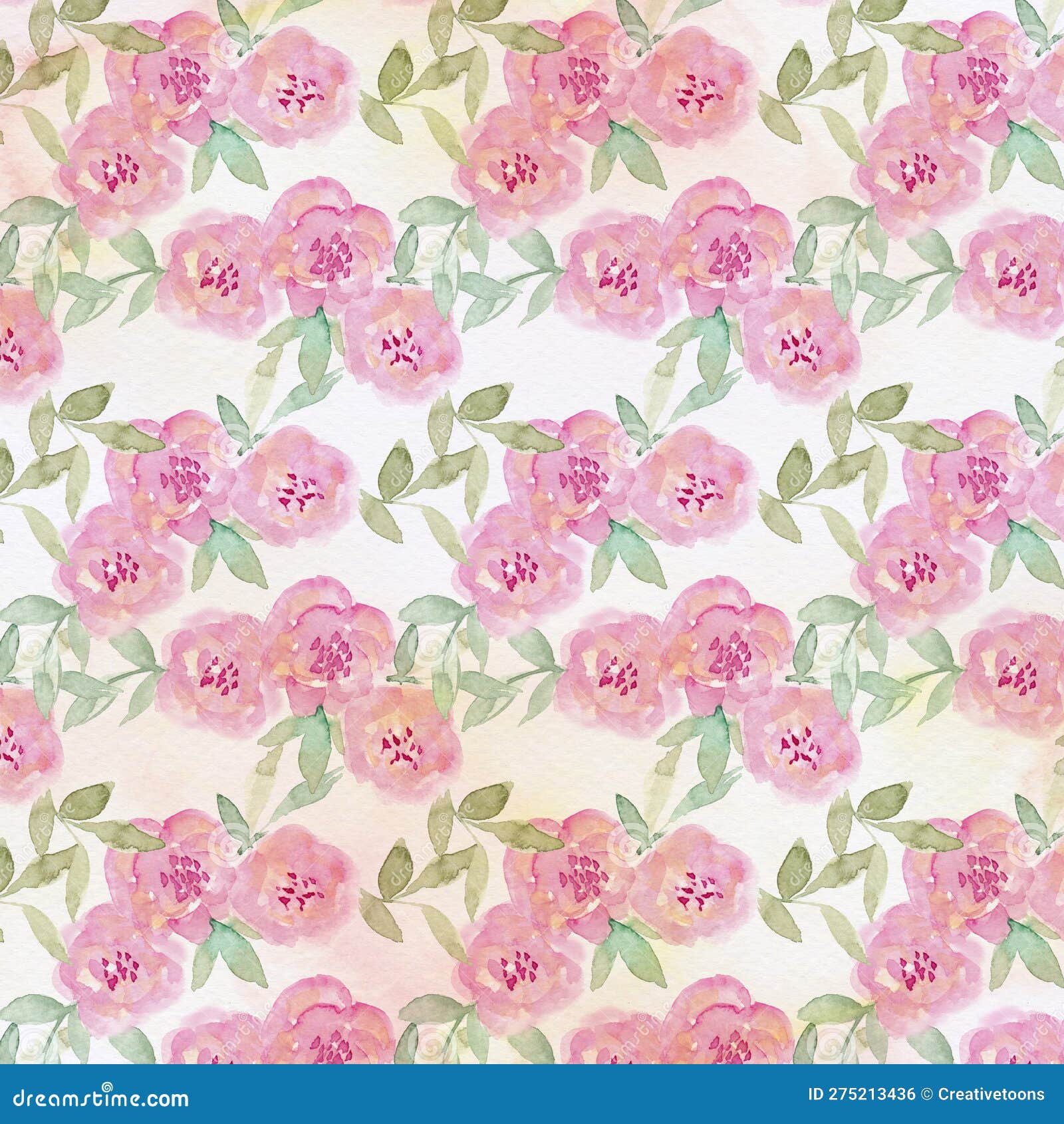 Watercolor Roses Pattern. Hand Draw Vintage Roses Pattern Stock ...
