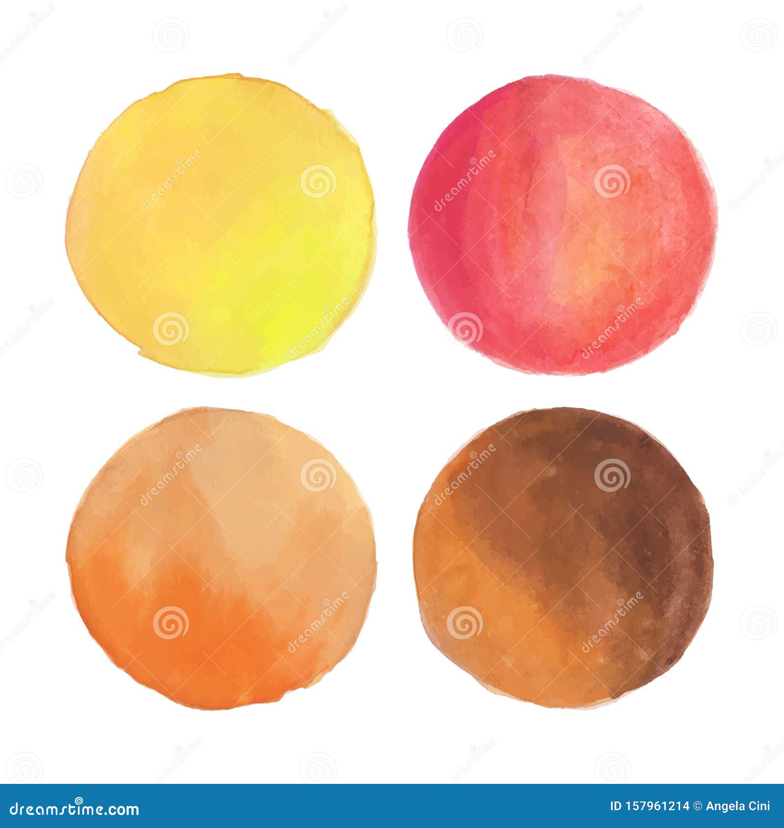 Watercolor Round Circles in Warm Autumn Fall Colors Stock Vector ...