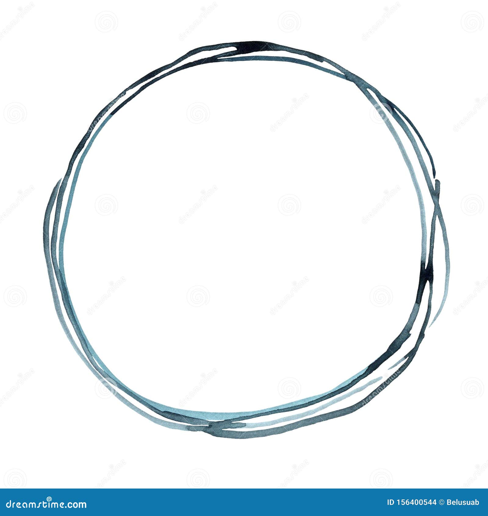 Watercolor Round Frame Isolated on White Background. Hand Drawn Design ...