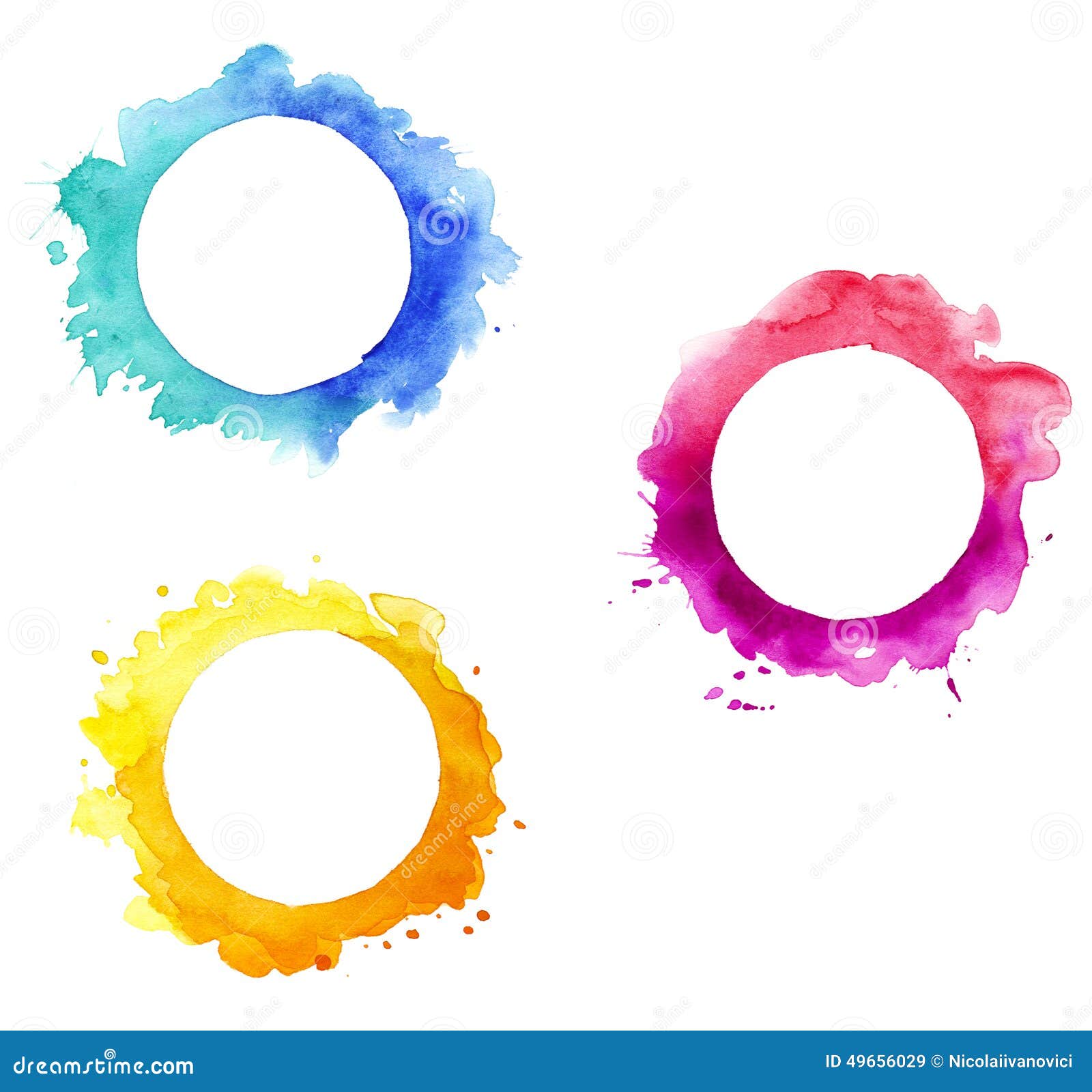 Watercolor round frames stock illustration. Illustration of water ...