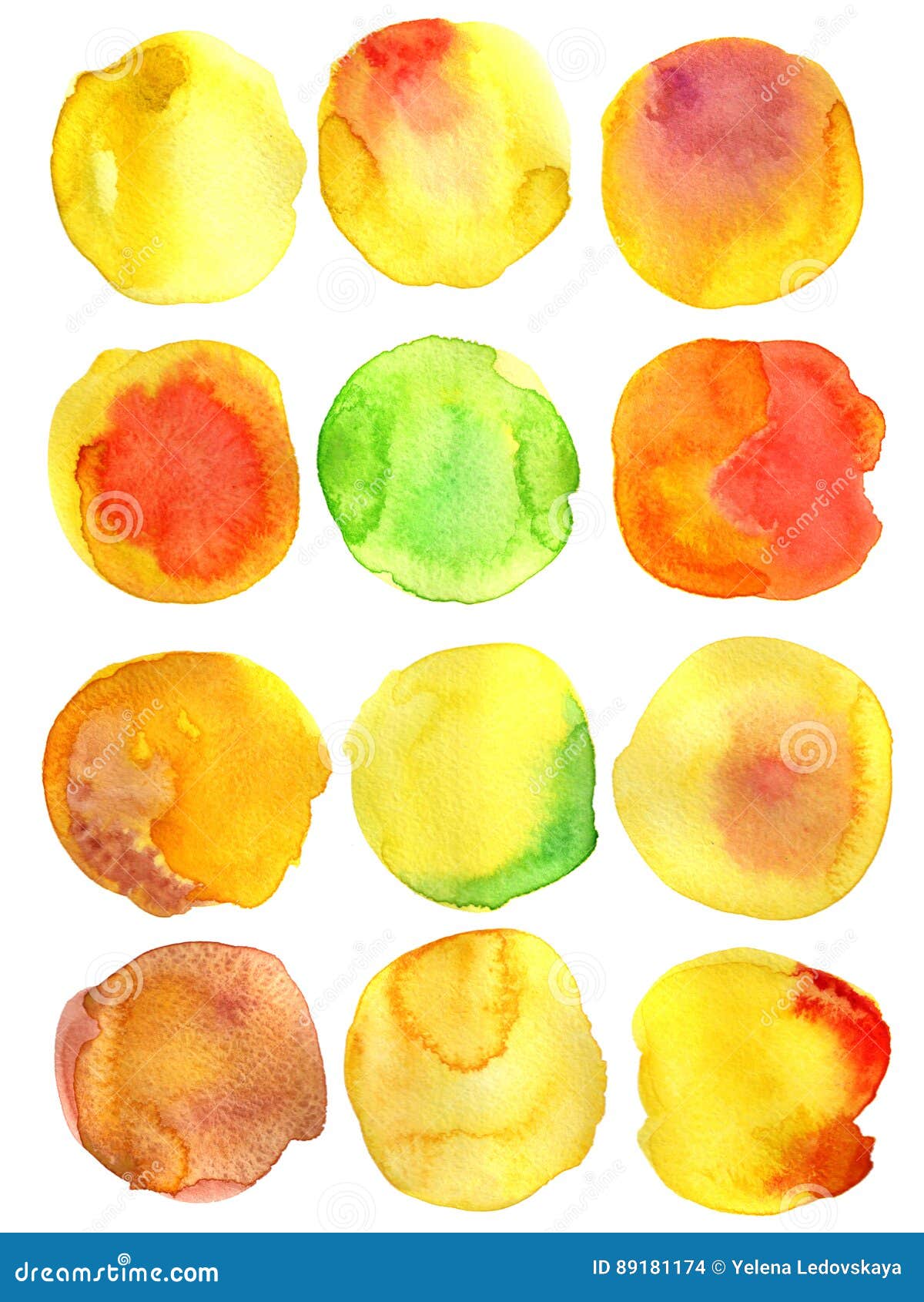 Watercolor round stock illustration. Illustration of painted - 89181174