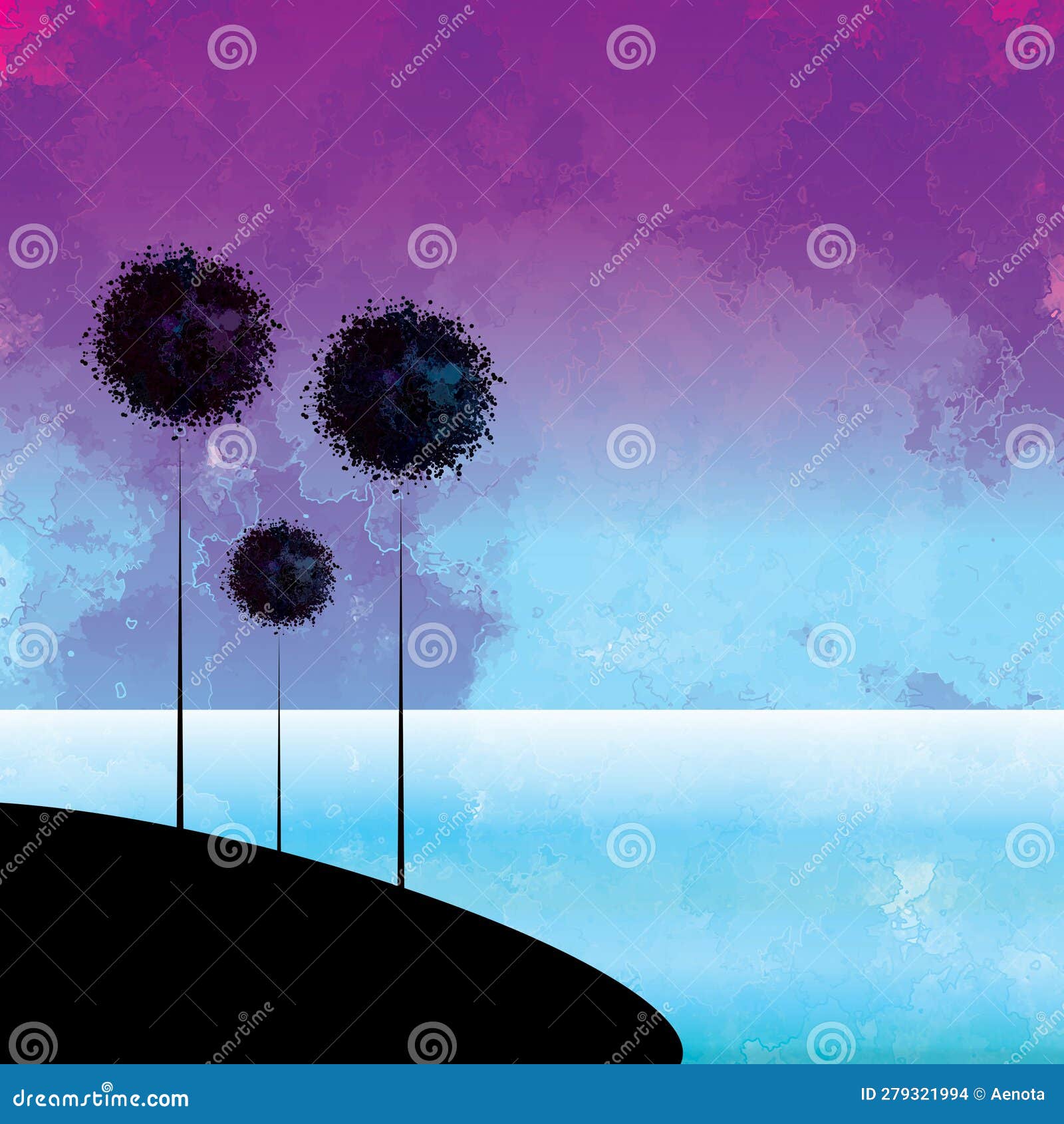 Watercolor Round Tree Vector Illustration Stock Vector - Illustration ...