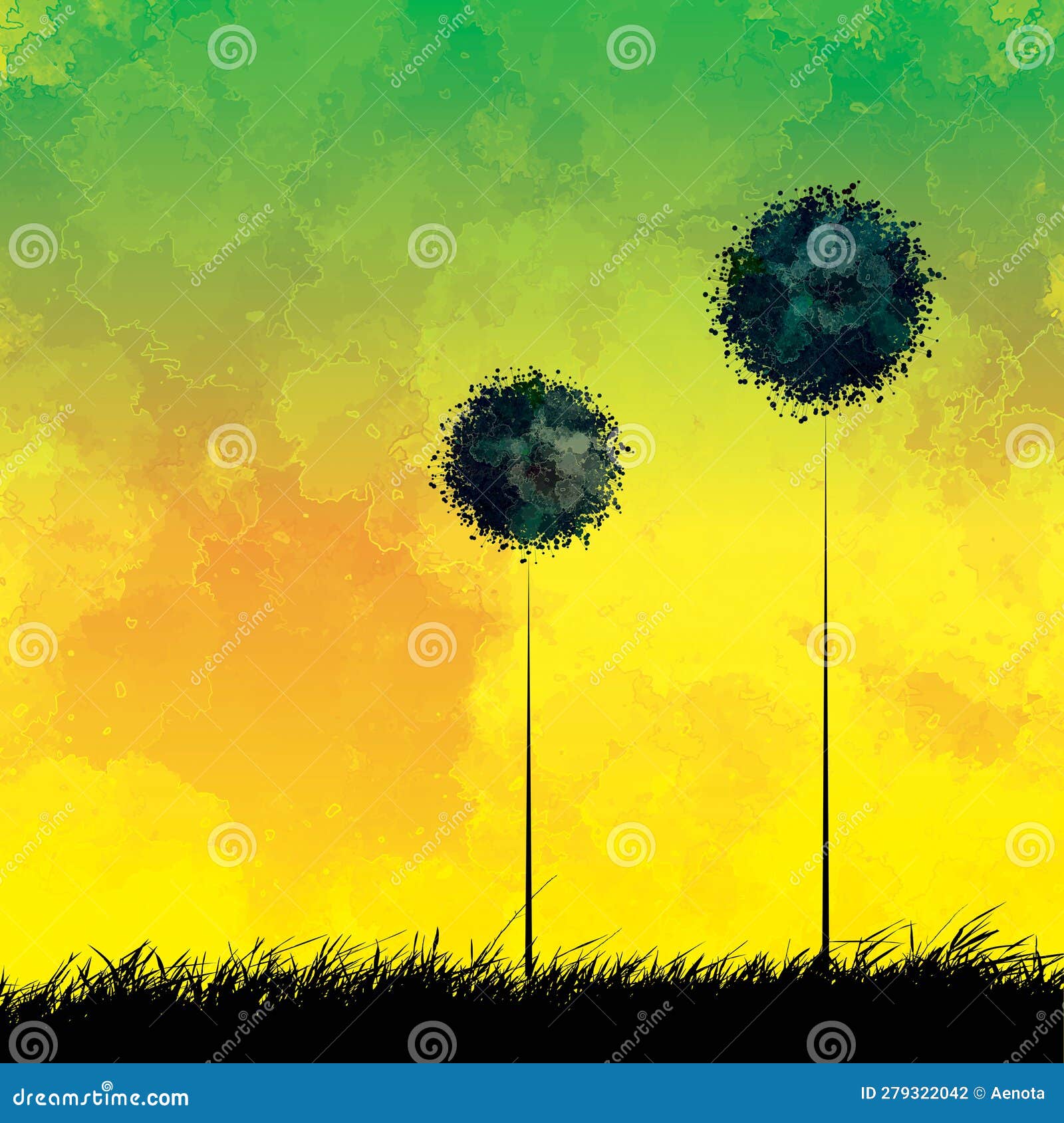 Watercolor Round Tree Vector Illustration Stock Vector - Illustration ...