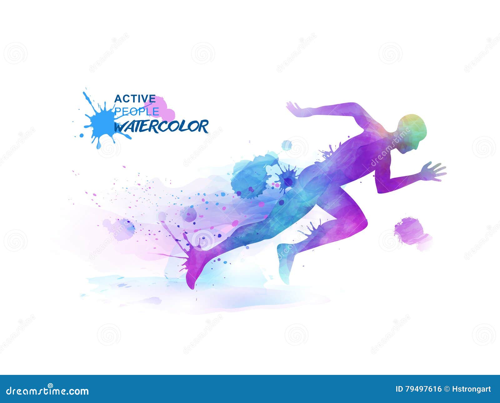 Watercolor running people stock vector. Illustration of paintbrush ...