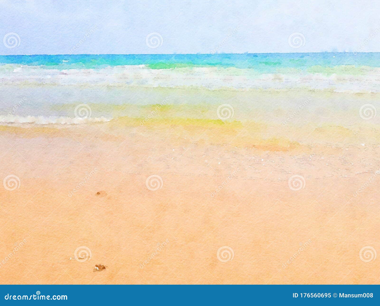 Watercolor of Sand Beach Background Stock Illustration - Illustration ...