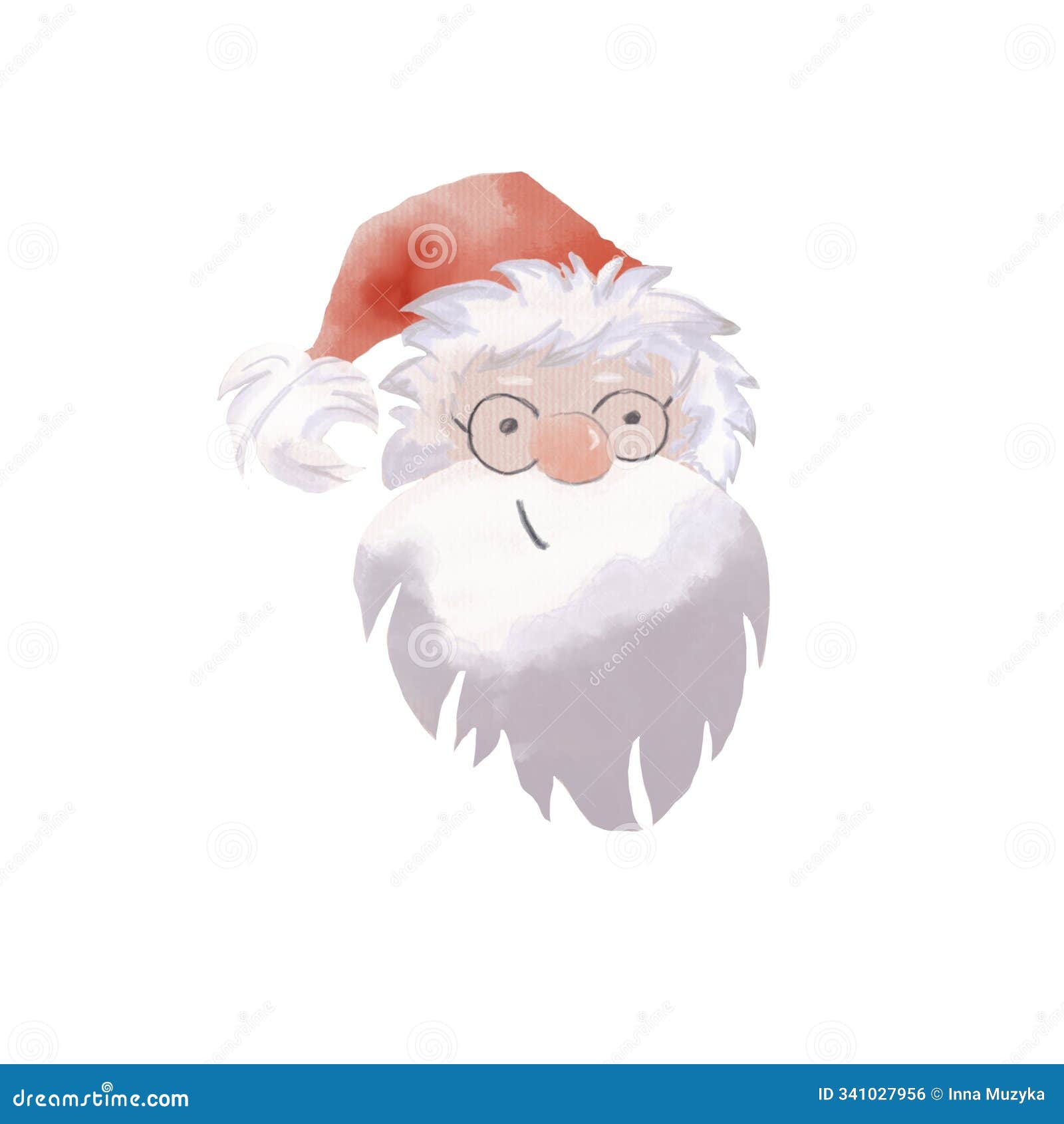 Watercolor Santa Clauses Head, Print Stock Illustration - Illustration ...