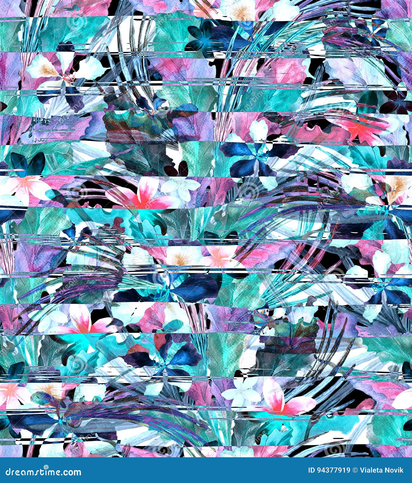 Watercolor Seamless Patchwork Pattern. Stock Illustration ...