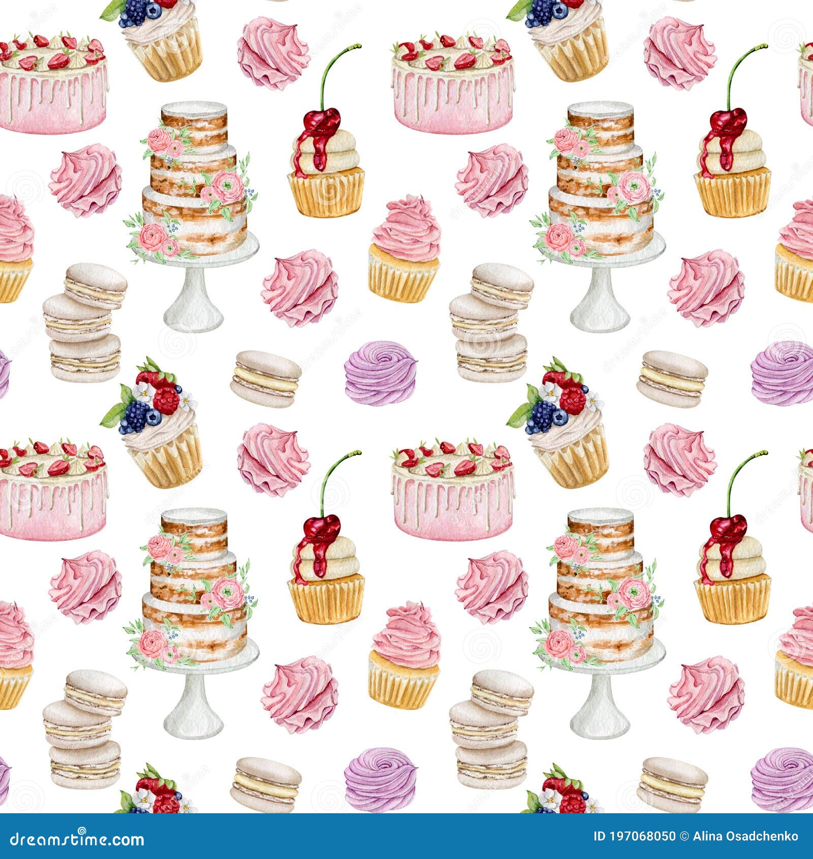 Watercolor Seamless Pattern for Bakery Projects Stock Illustration ...